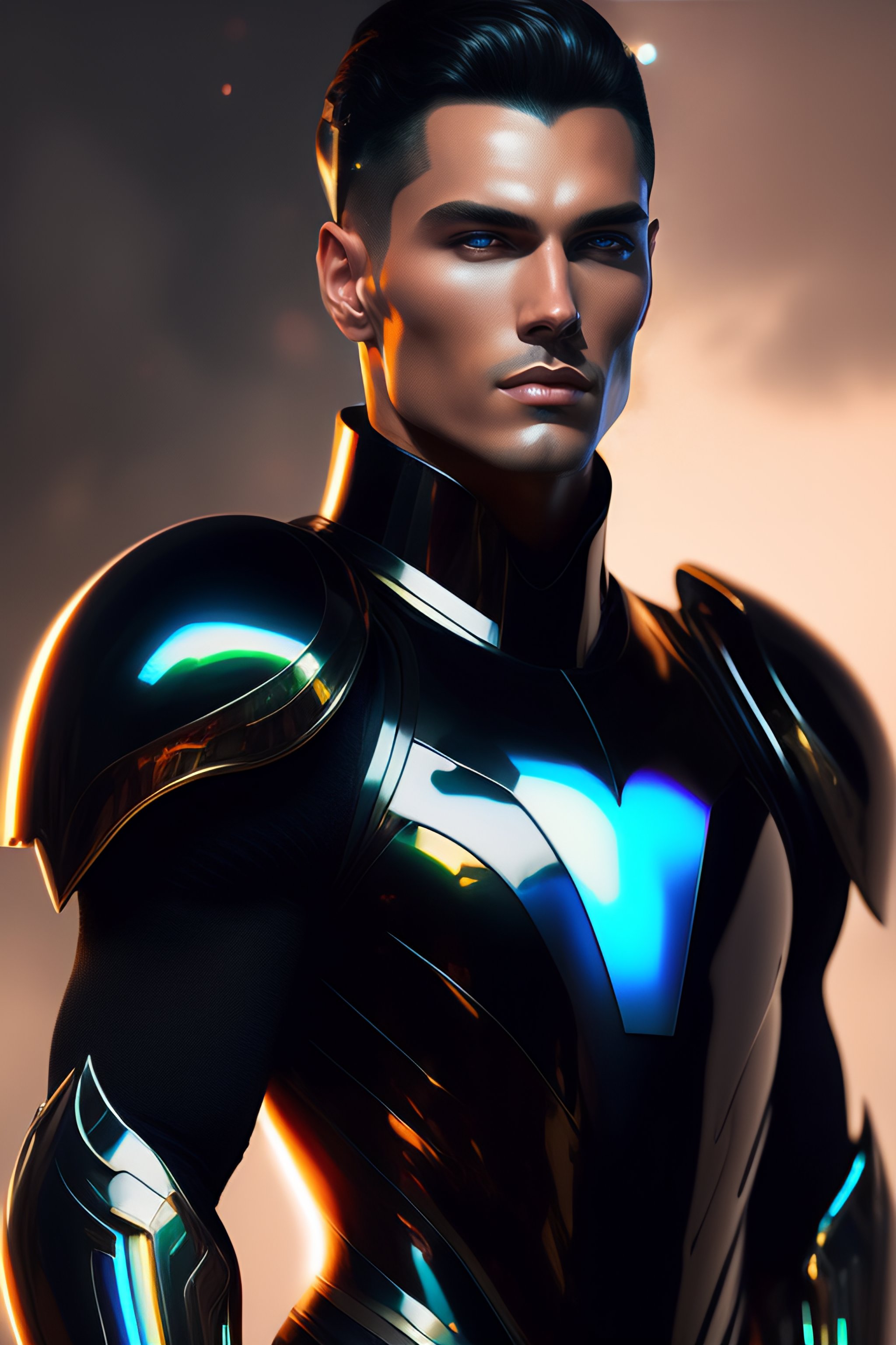 Lexica - Iridescent sinewy smooth muscular male sleek glossy black ...