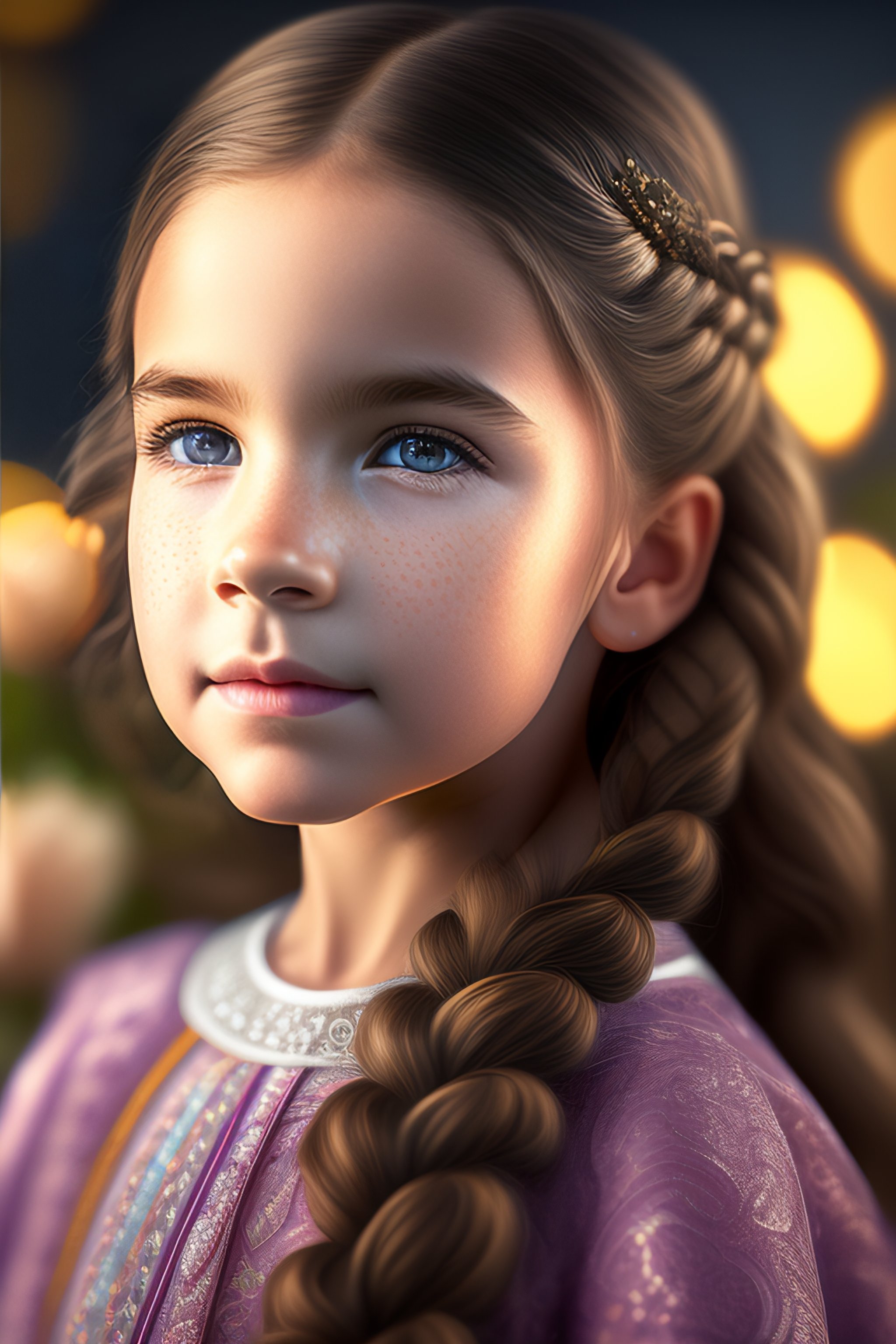 Lexica - Photo realistic closeup portrait of sweet little girl, braided ...