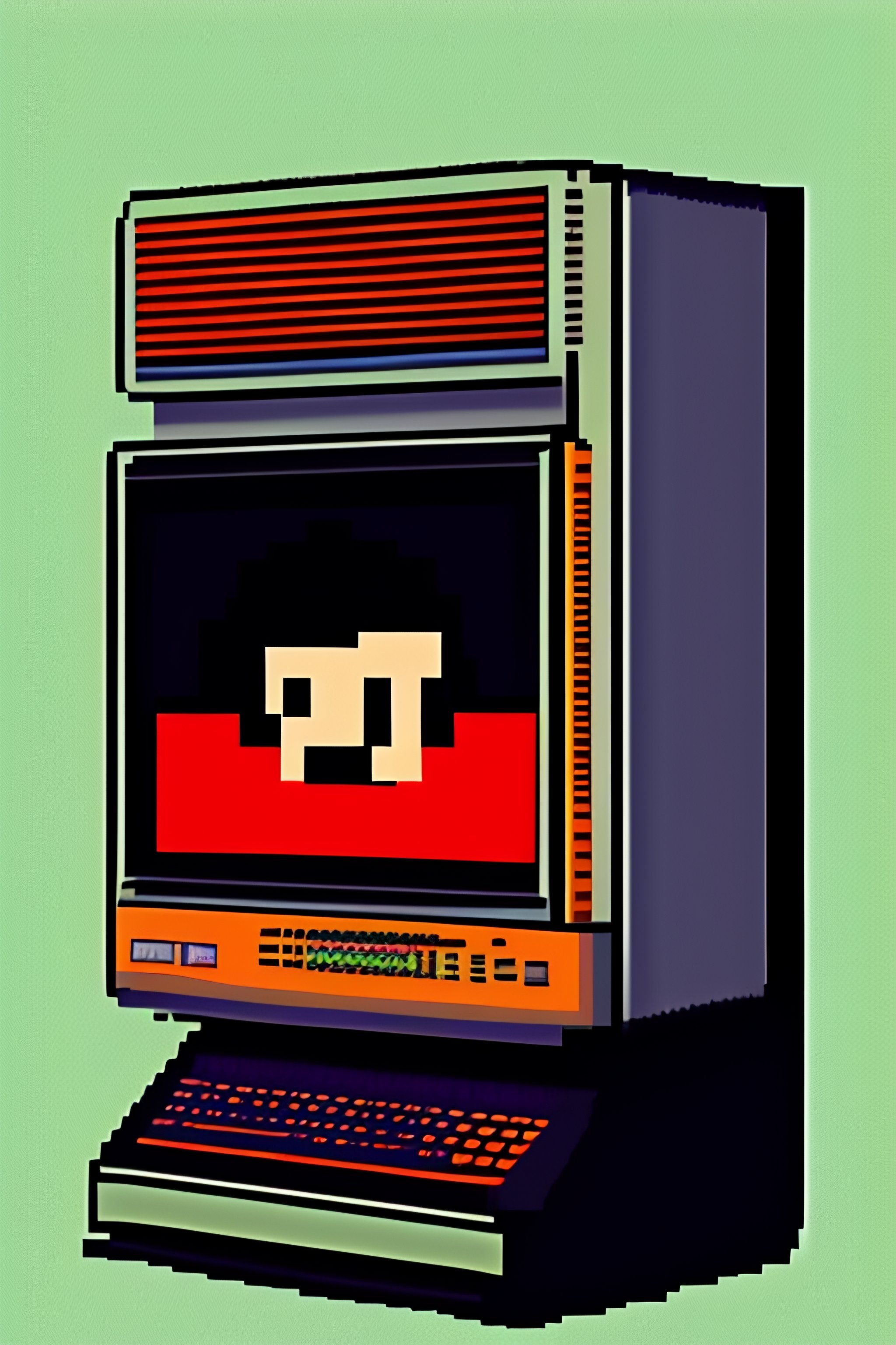 Lexica - A stressed guy behind a retro computer pixel drawing