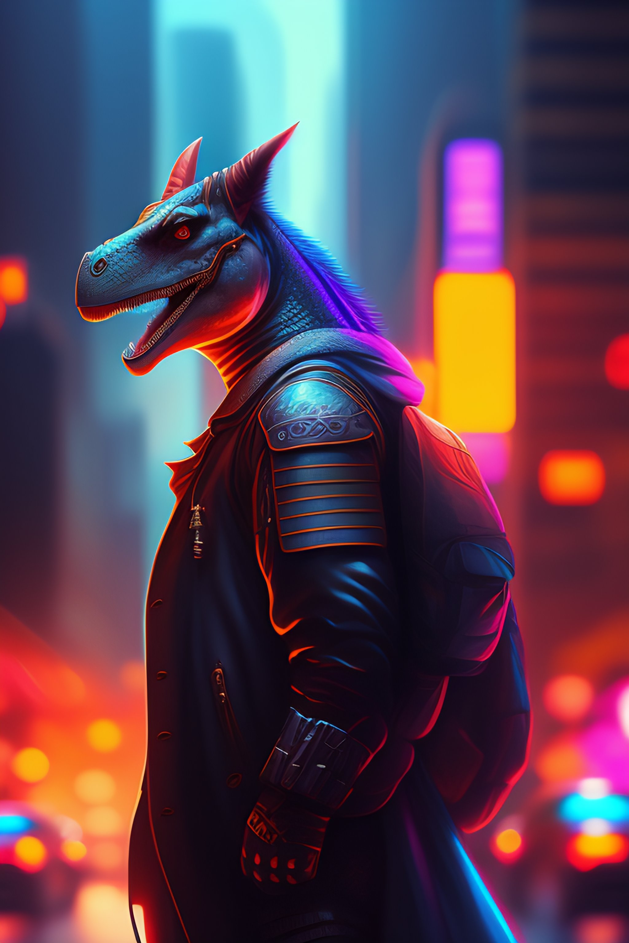 Lexica - Three anthropomorphic dinosaur , cyberpunk, fantasy, elegant ...
