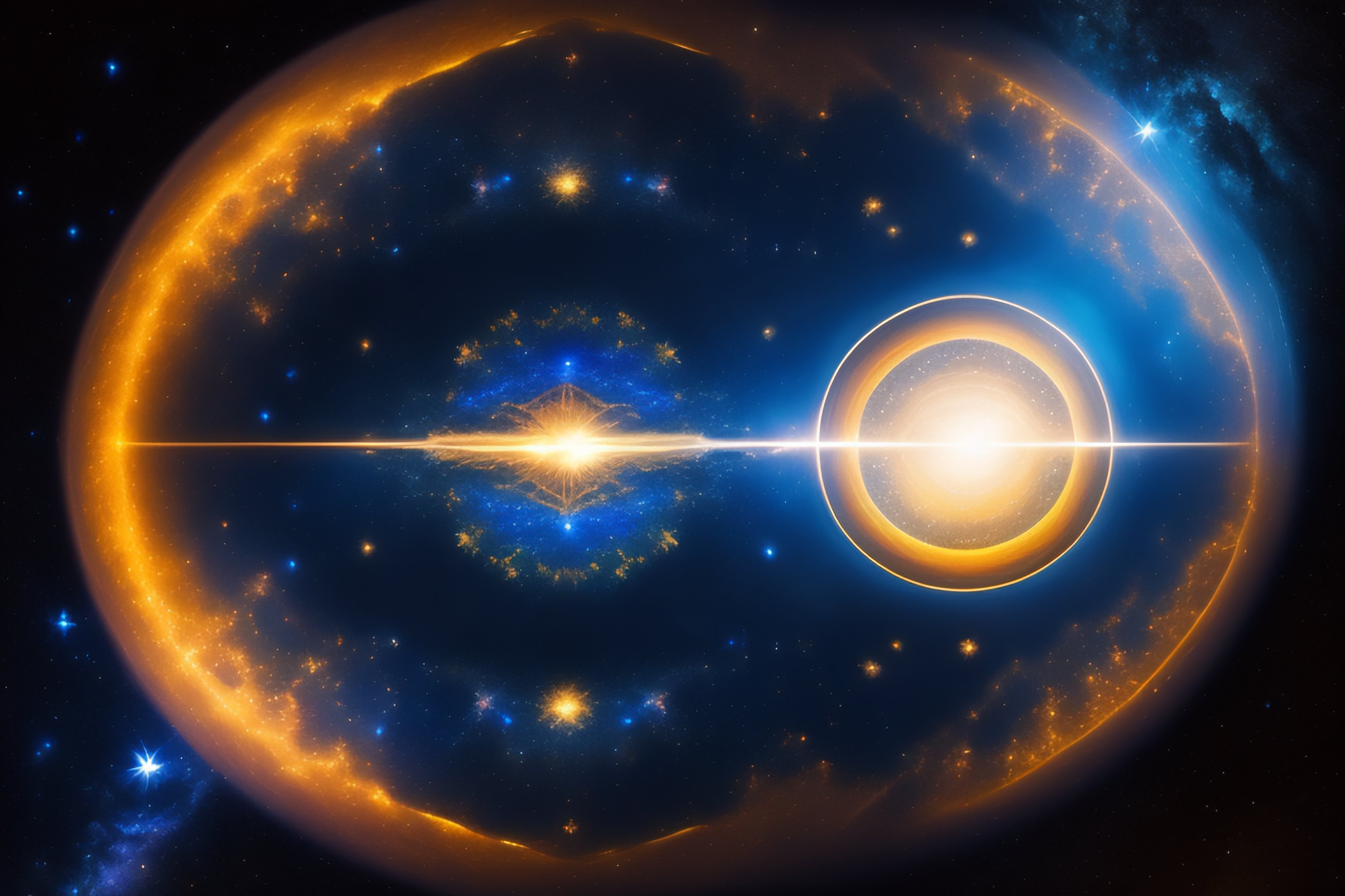 Lexica - Abystract blue and yellow, cosmic star full screen plataform