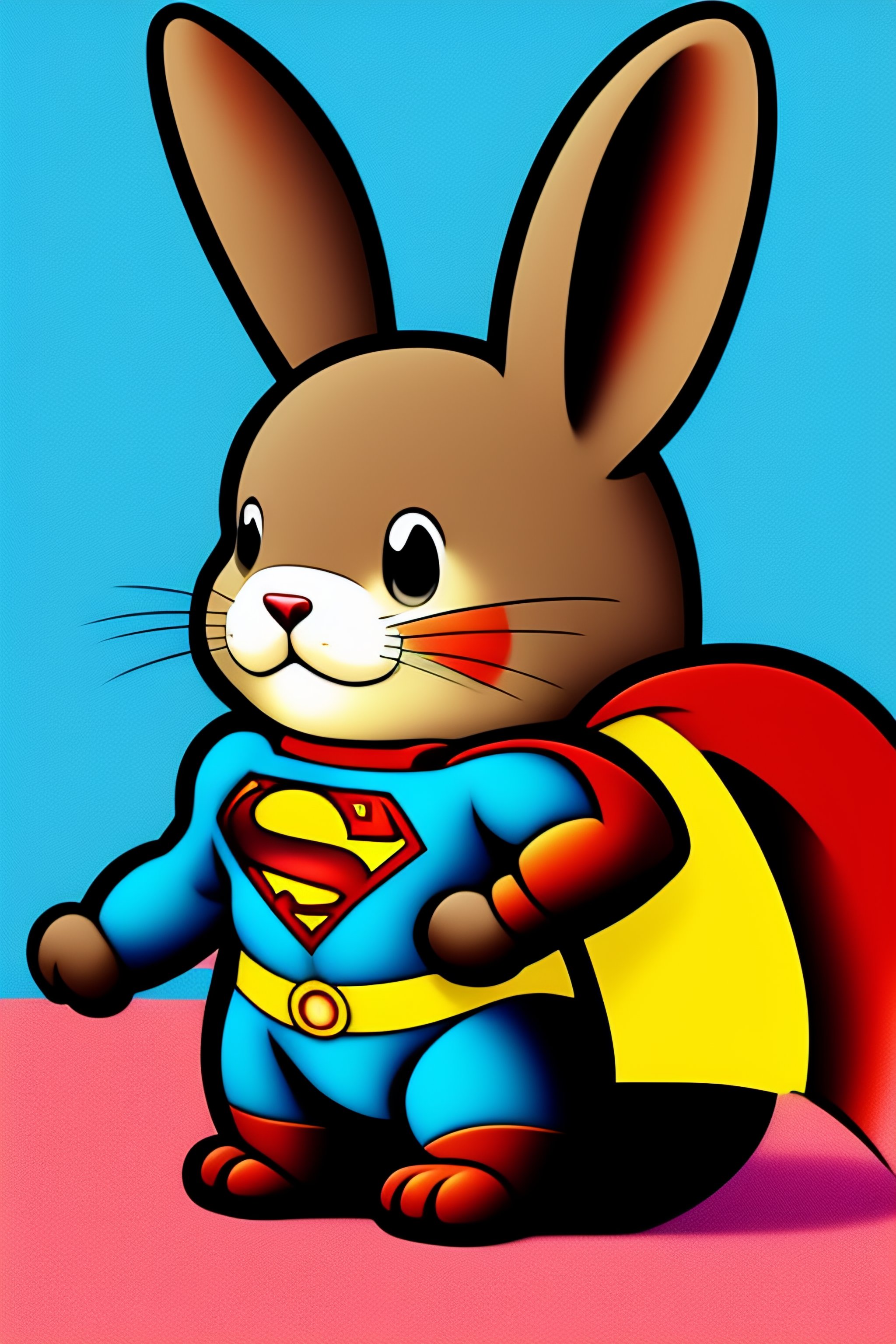 Lexica - Cartoon superman bunny studying