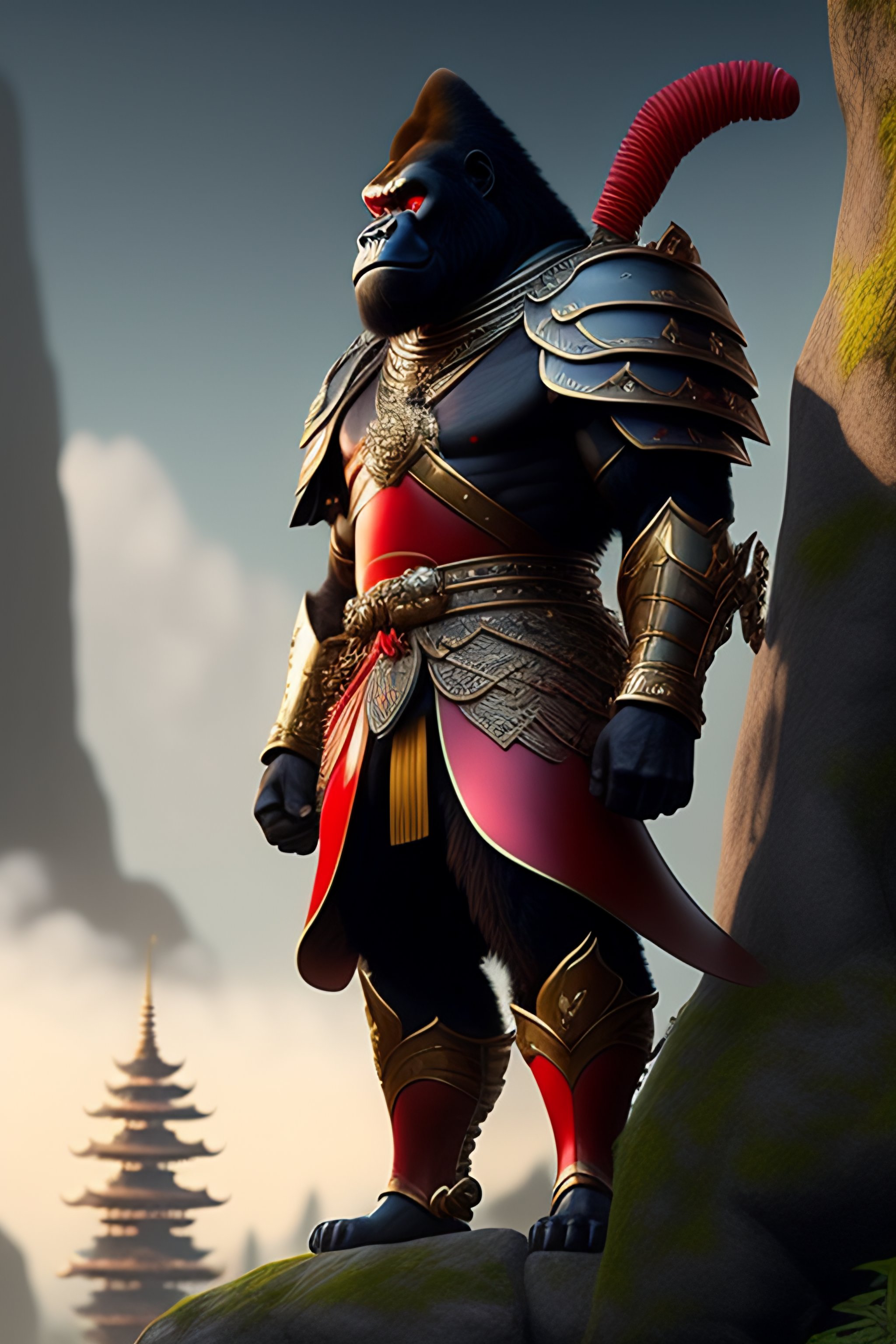 Lexica - A highly detailed matte painting of a Gorilla Samurai in full ...