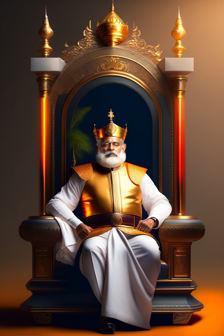 Lexica - Narendra modi as a medieval king on a golden throne with a ...