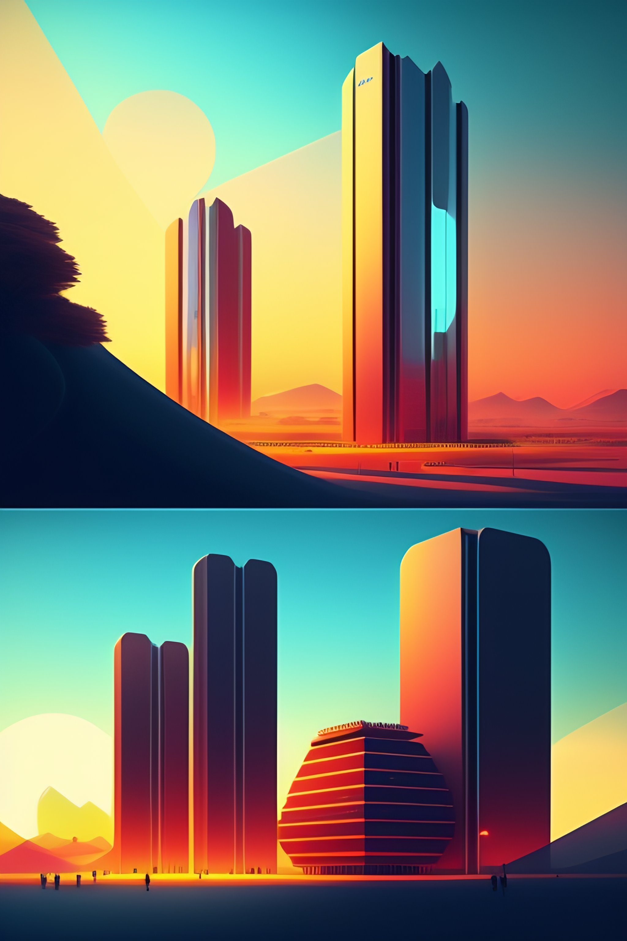 Lexica - Tall, futuristic buildings with bold design and clean lines ...