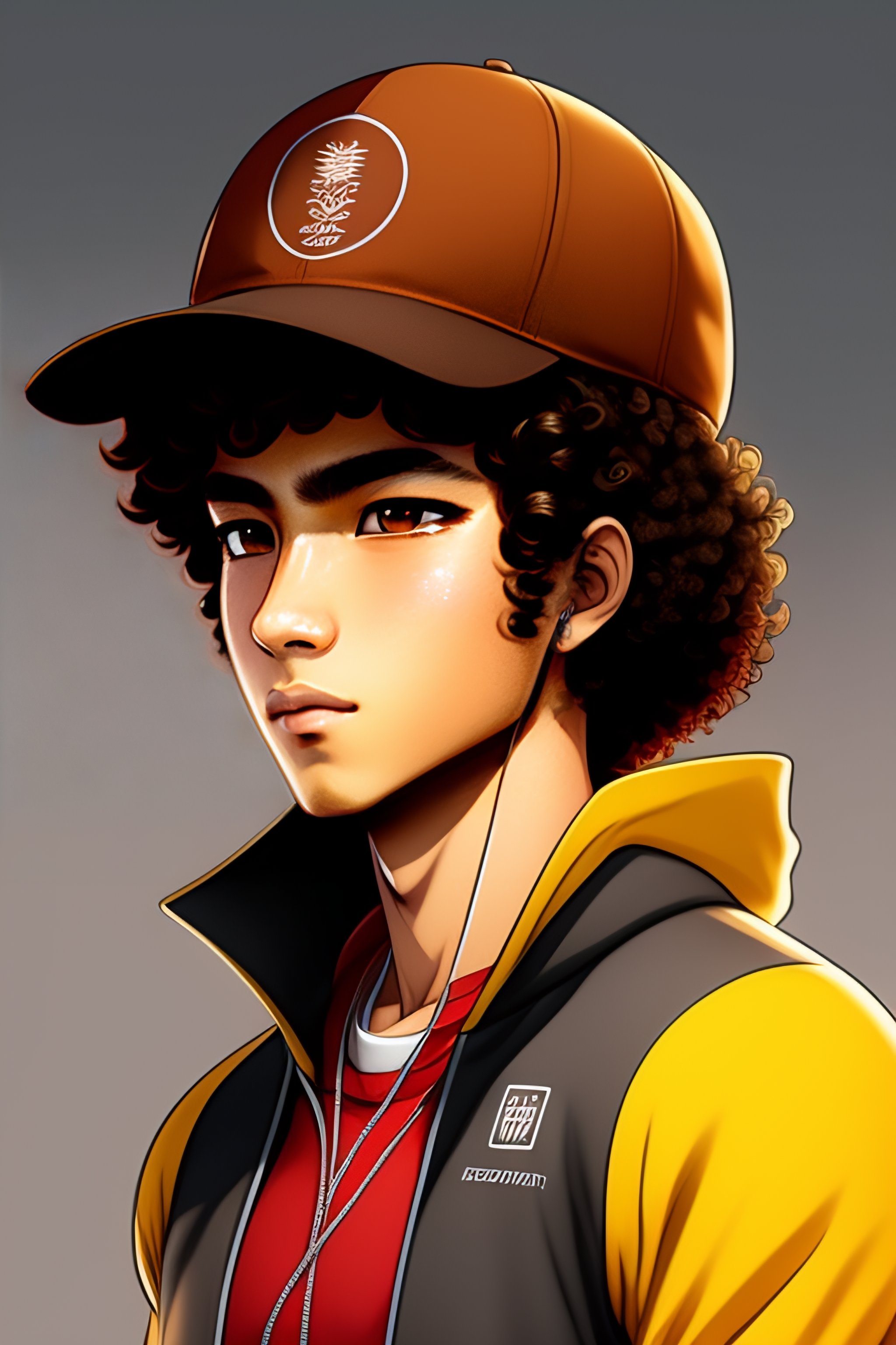 Lexica - Male brown Pokemon trainer with curly hair in techwear clothes ...