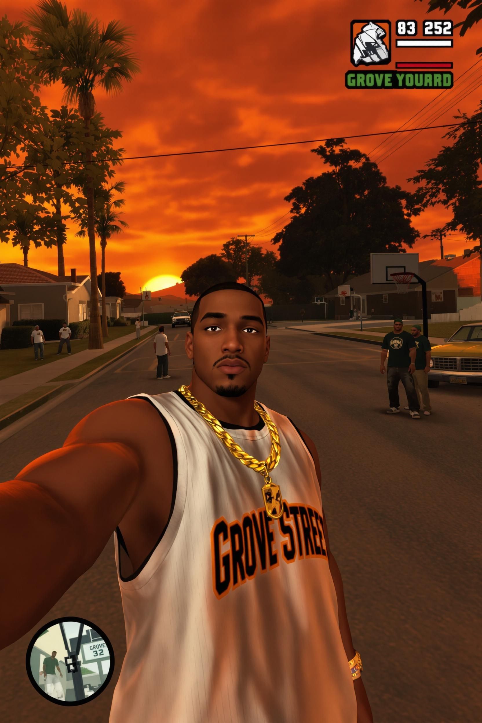 Lexica - Grand Theft Auto San Andreas, CJ Selfie, CJ standing on Grove ...