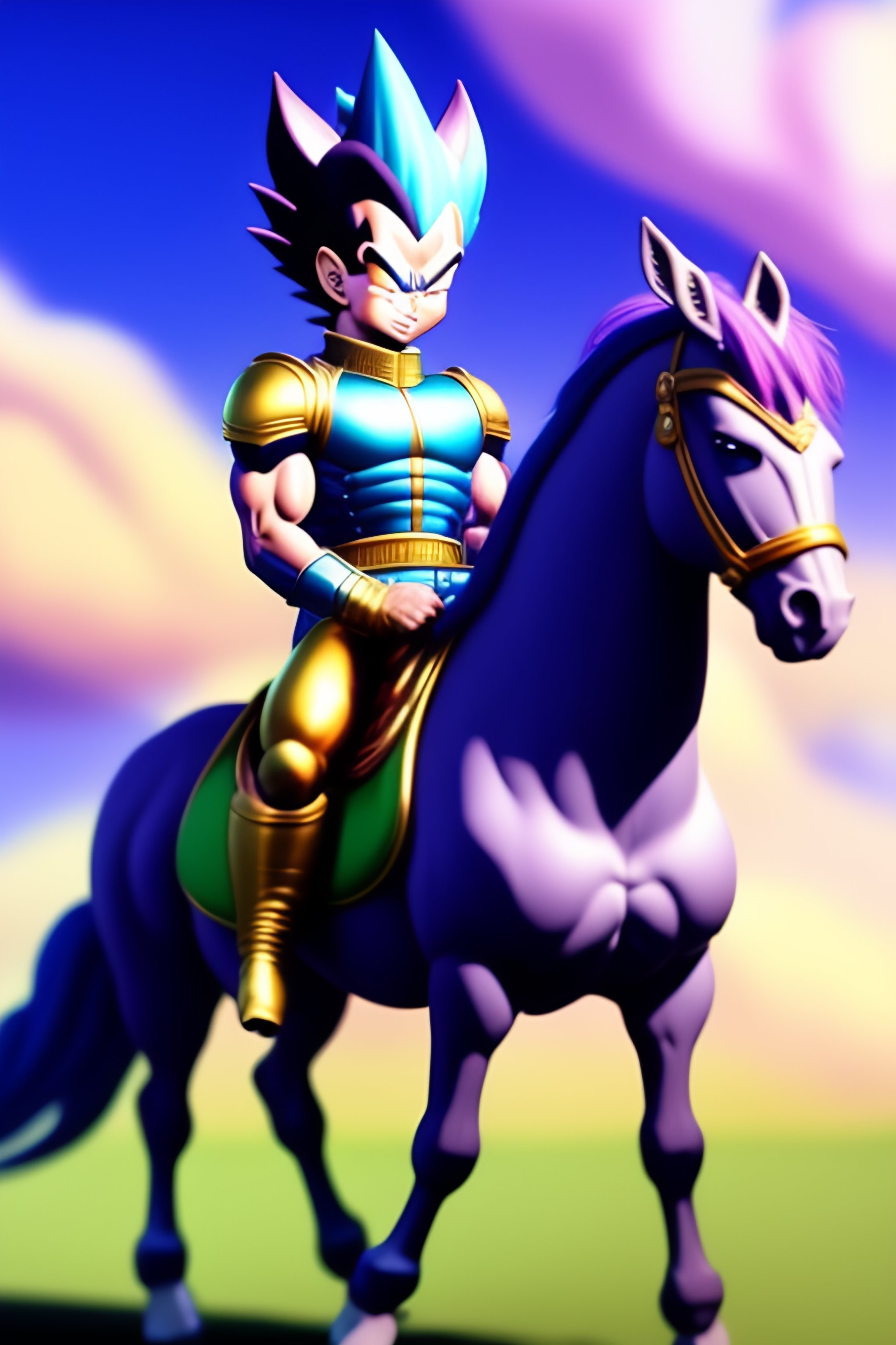 Lexica - Vegeta riding unicorn