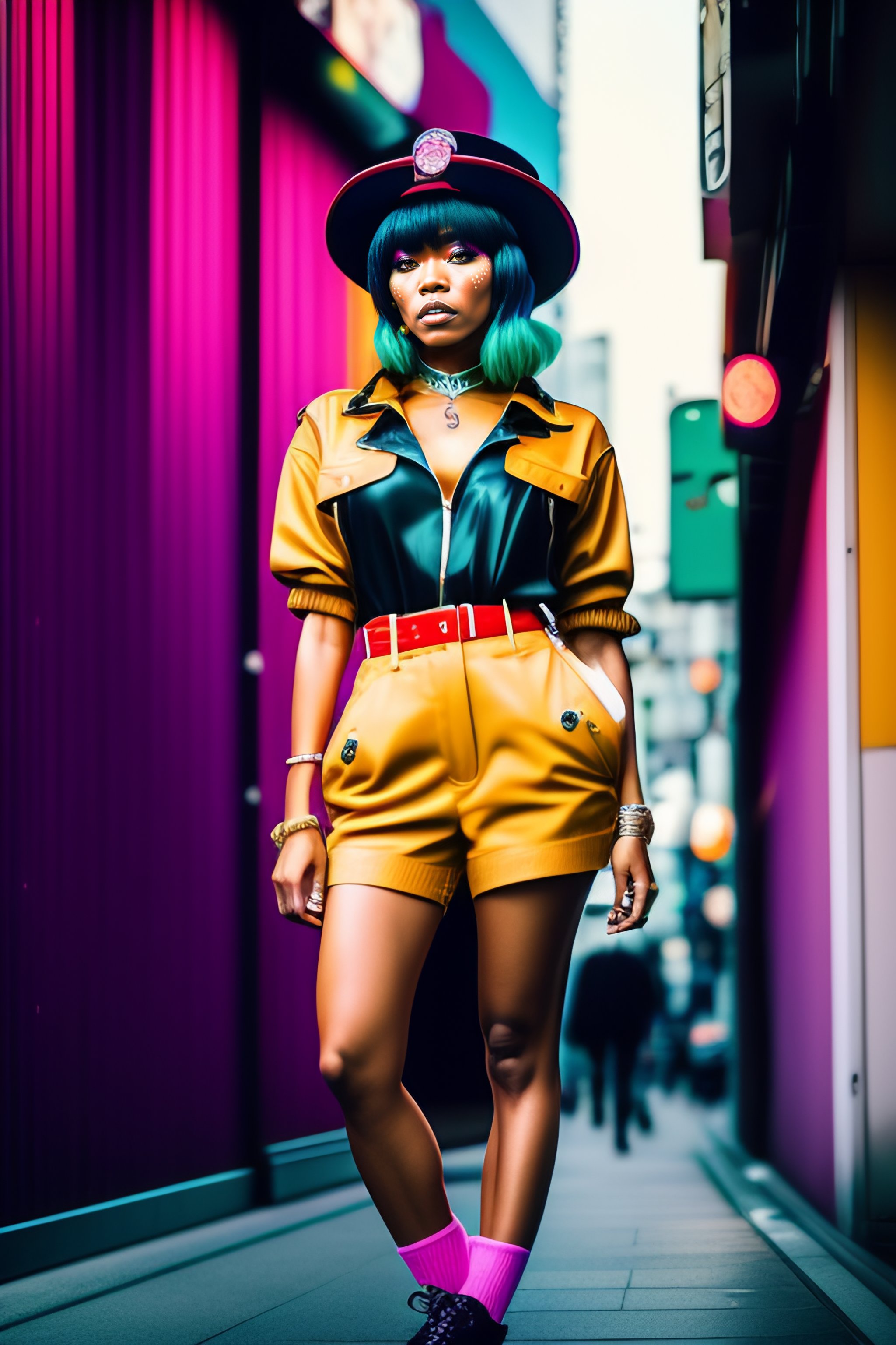 Lexica - Vintage 90's, gorillaz style, tokyo girl, full body