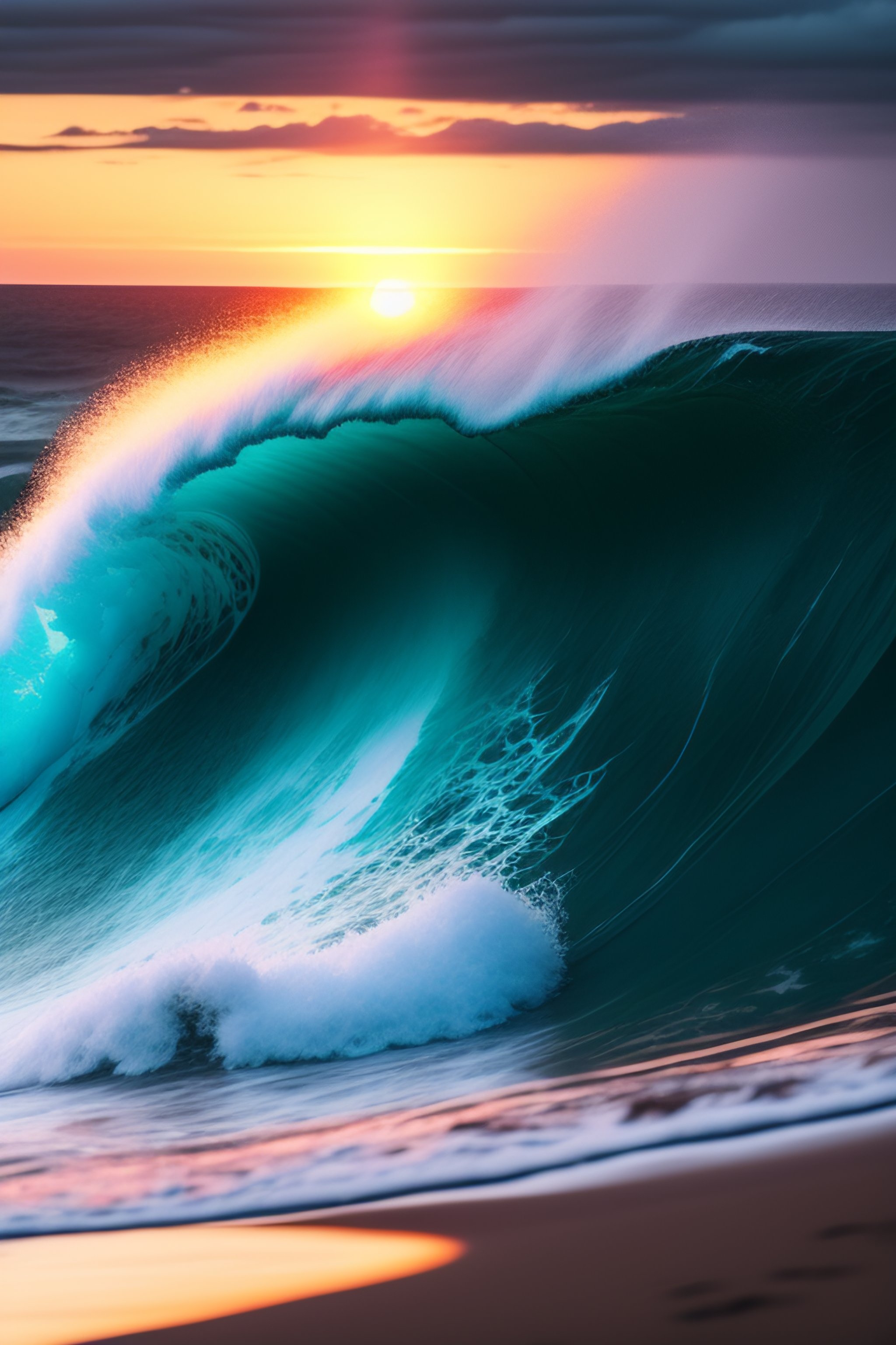 Lexica - Fire, rain, snow, wave, beach, sunset, mulitcolor ...