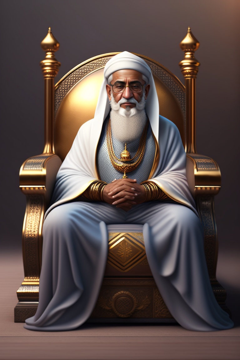 Lexica - An old arab muslim sitting on a throne, one finger ring, and ...