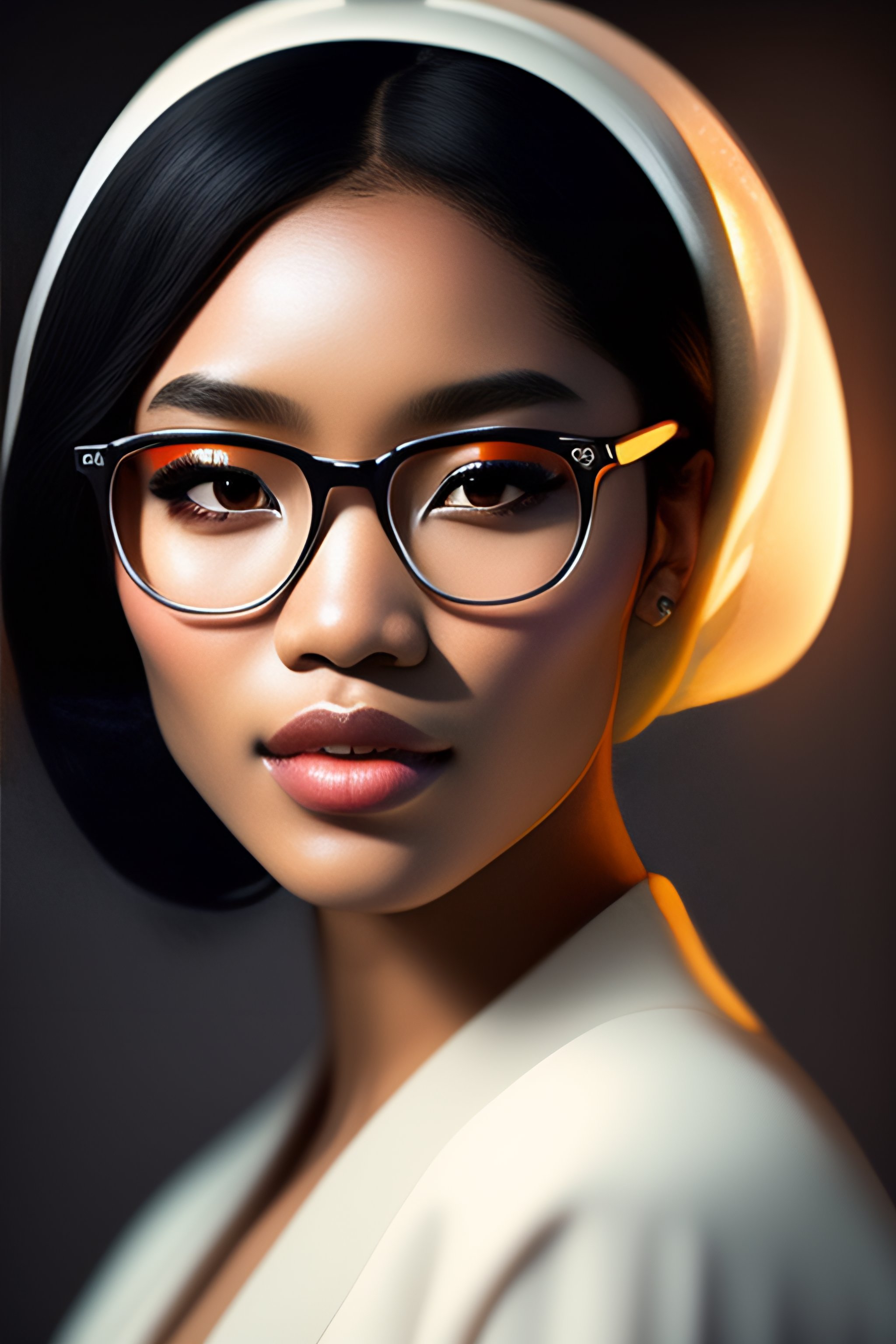 Lexica - A beautiful girl with round eyes, she has short black hair, a ...