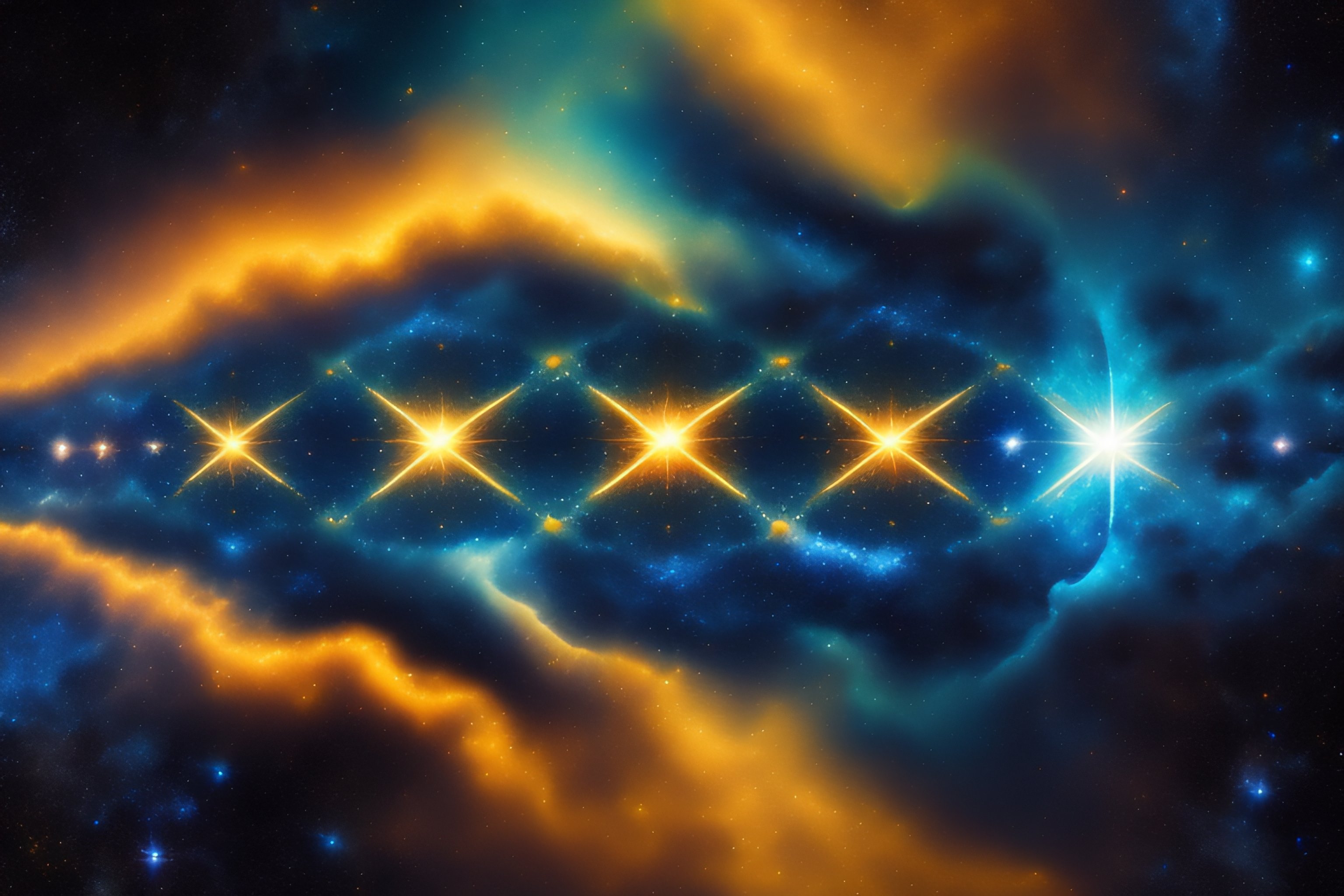 Lexica - Abystract blue and yellow, cosmic star full screen plataform