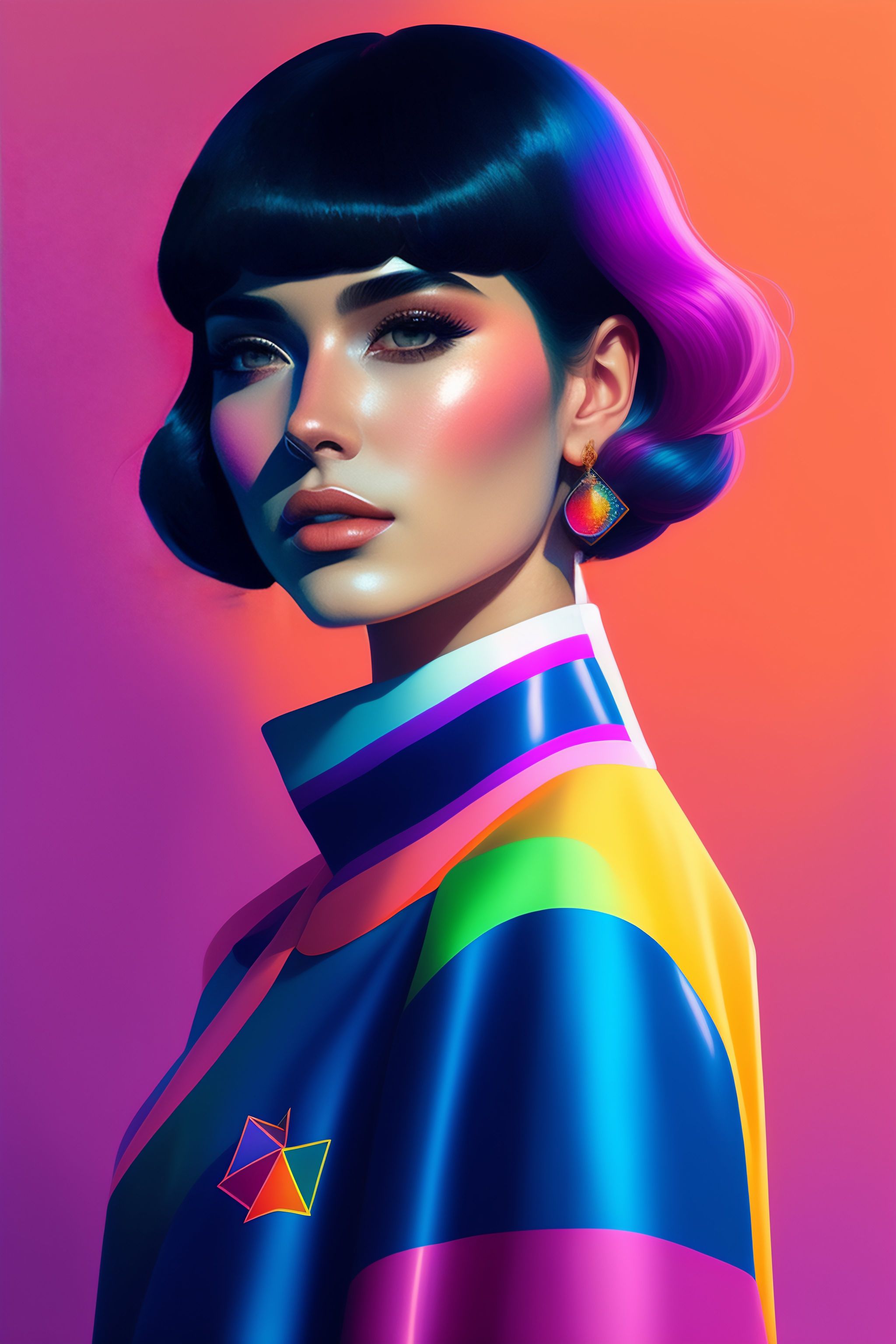 Lexica - Portrait of beautiful Almodovar's girl, pastel rainbow ...