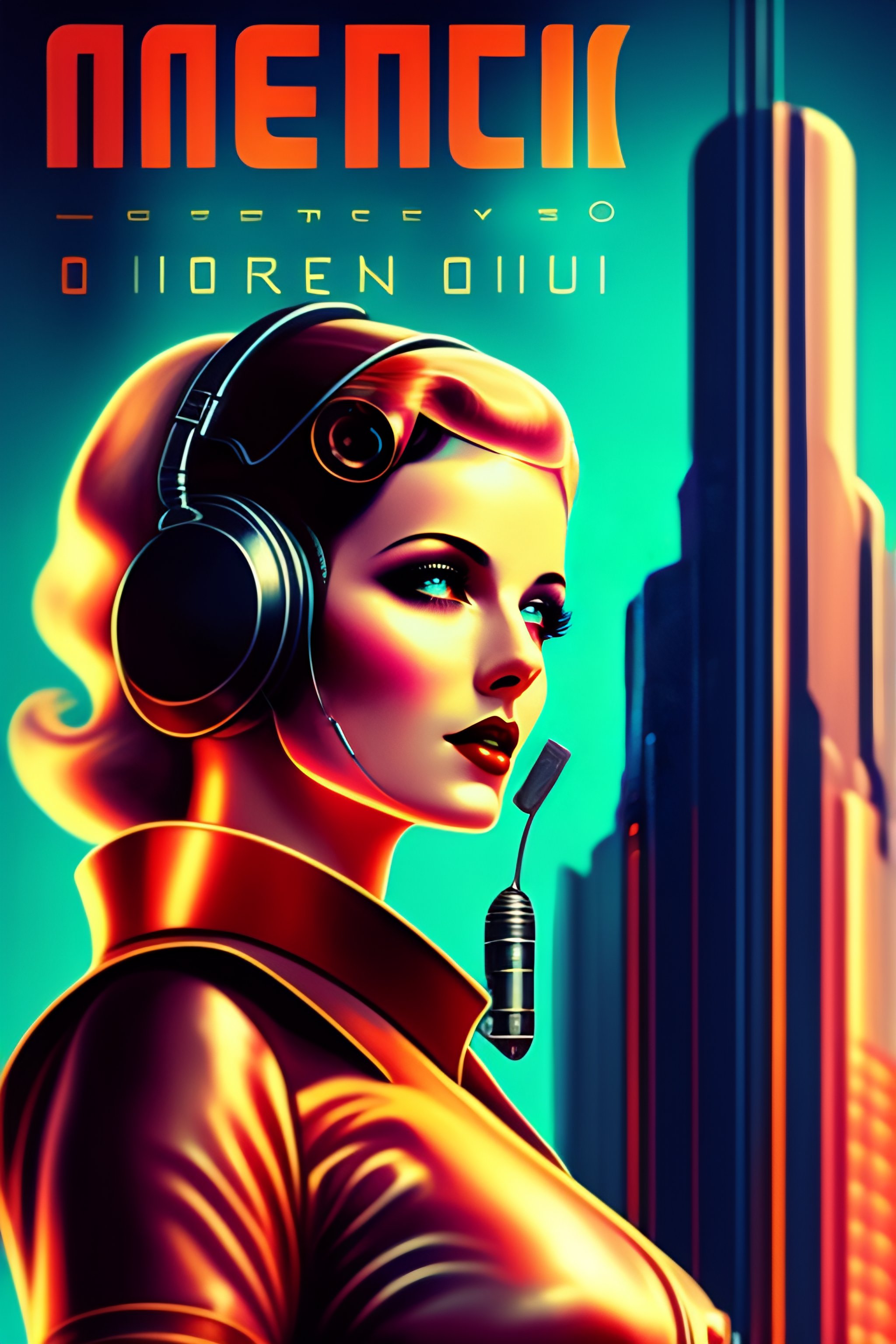 Lexica - Futuristic Vintage Medium Shot 1920's Poster with Cyberpunk ...