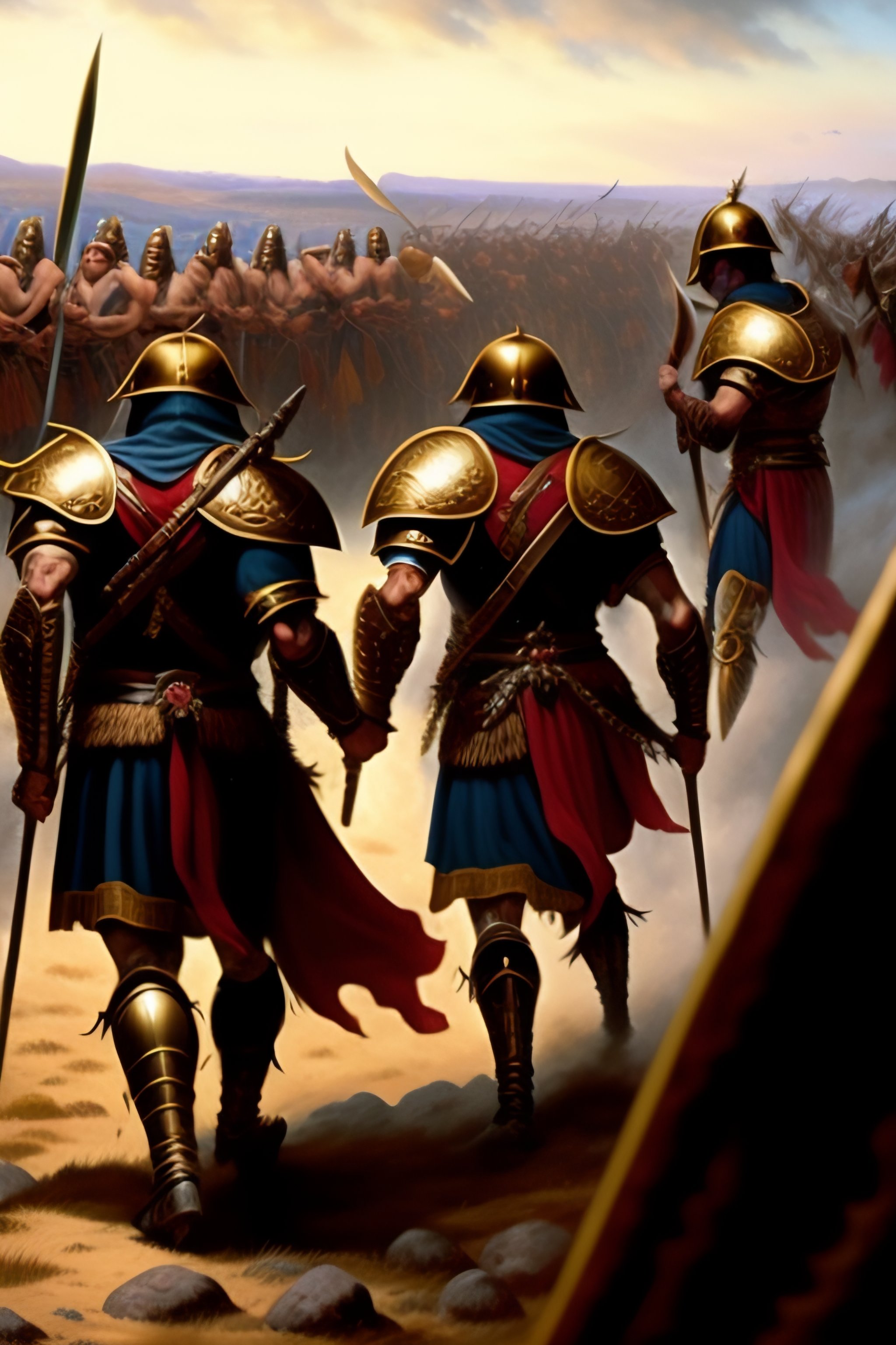 Lexica - A roman army fighting a demon army on a battlefield covered in ...