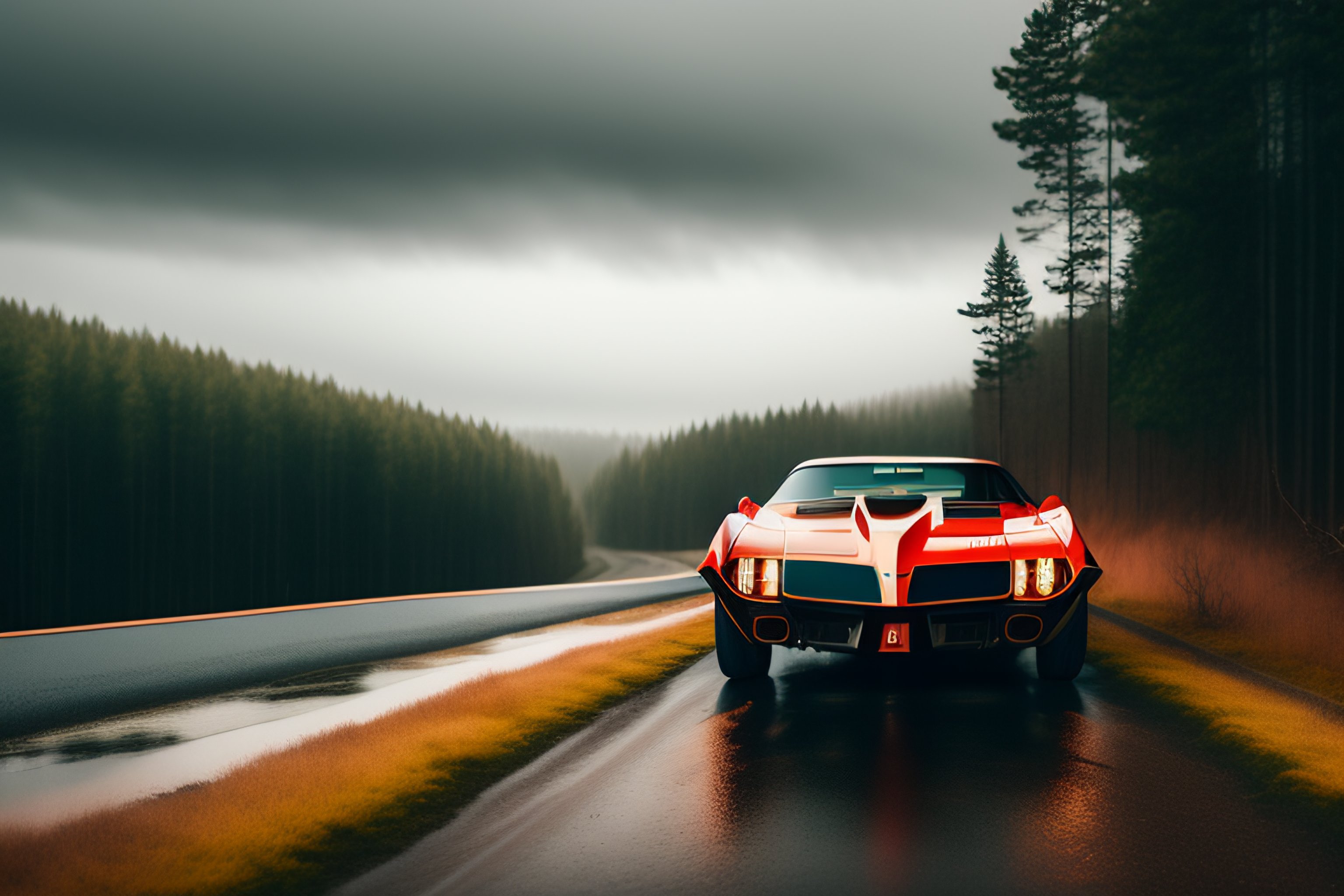 Lexica - 4k Resolution, Pontiac Trans Am, Cinematic Shot, lonely forest ...