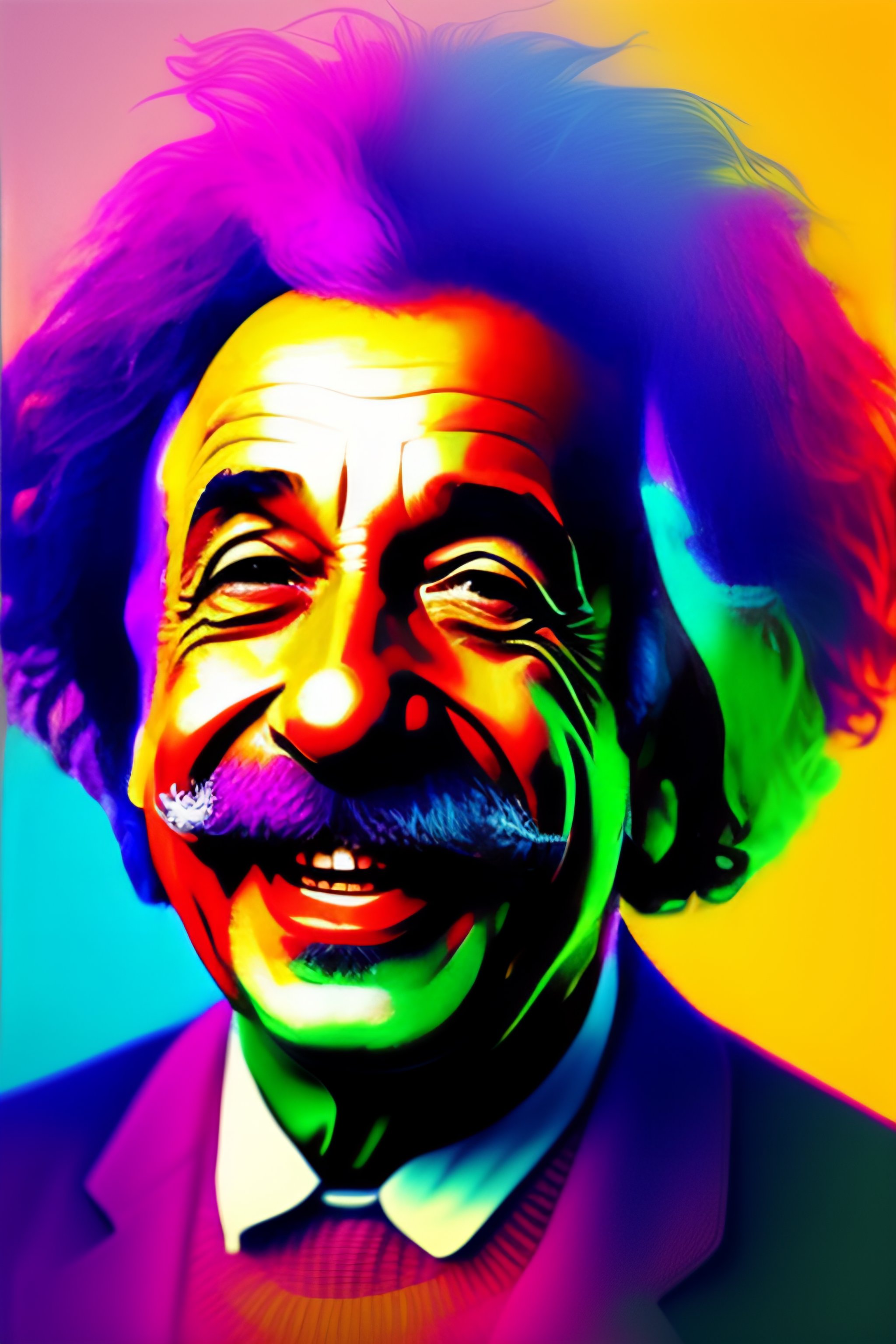 Lexica - Colorful vibrant portrait of albert einstein laughing out loud