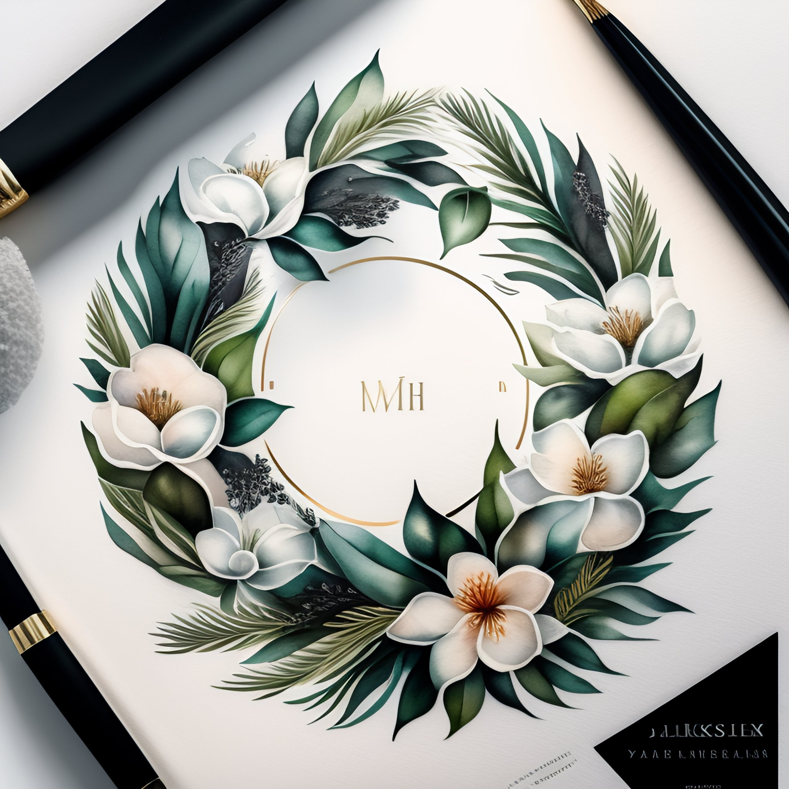 Lexica - Blank white placeholder with round lush bloomy wreath ...