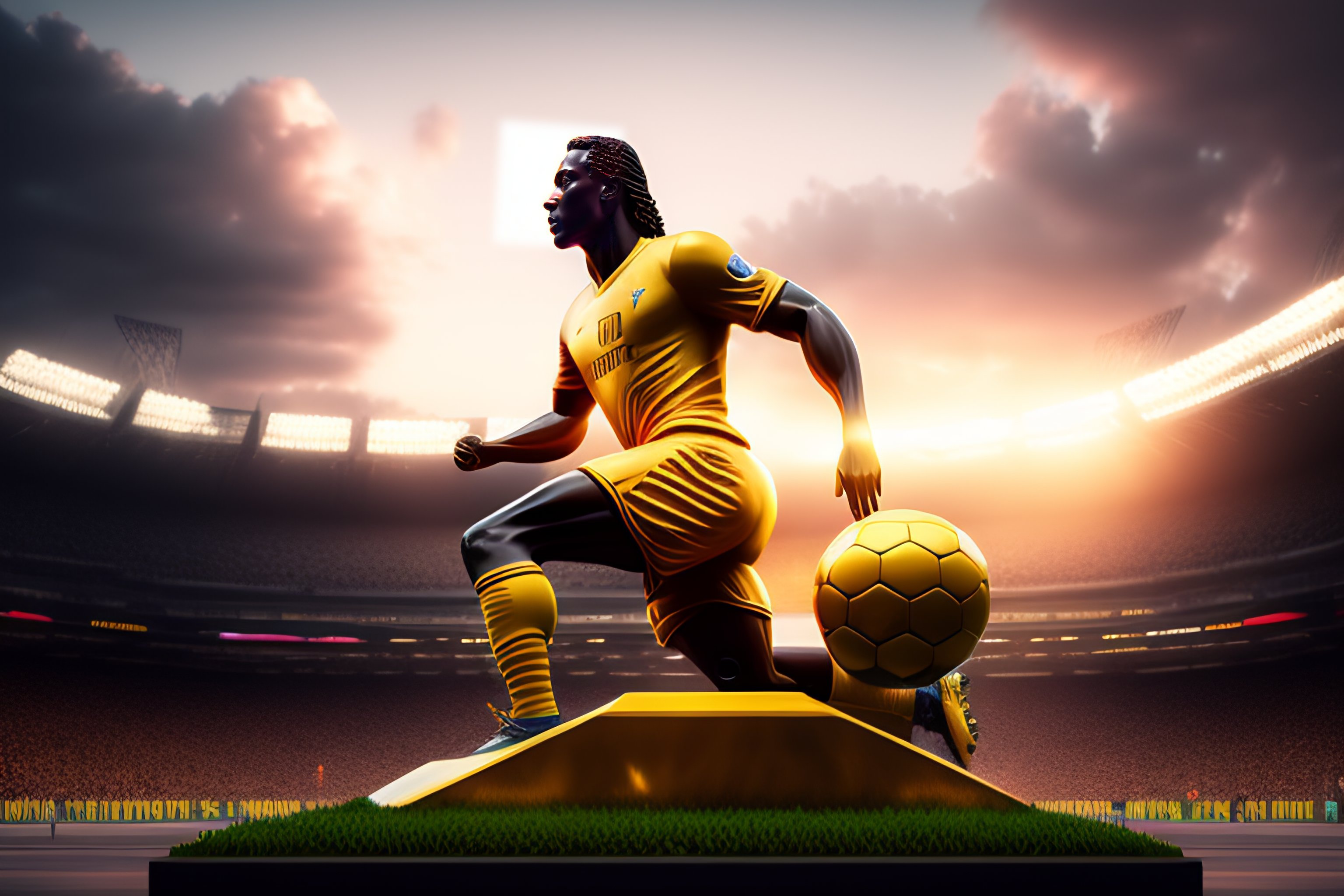 Lexica - Football player Pele statue size like Christ the Redeemer in ...