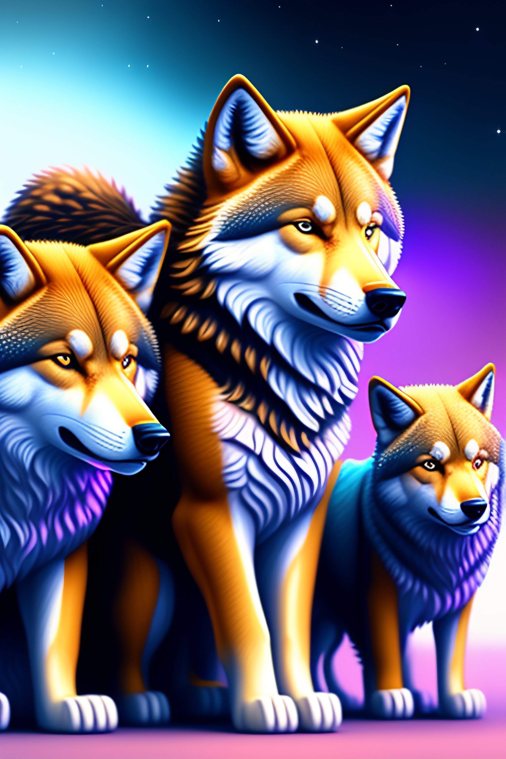 Lexica - Three cuddly little wolves with soft fur and fluffy tails who ...