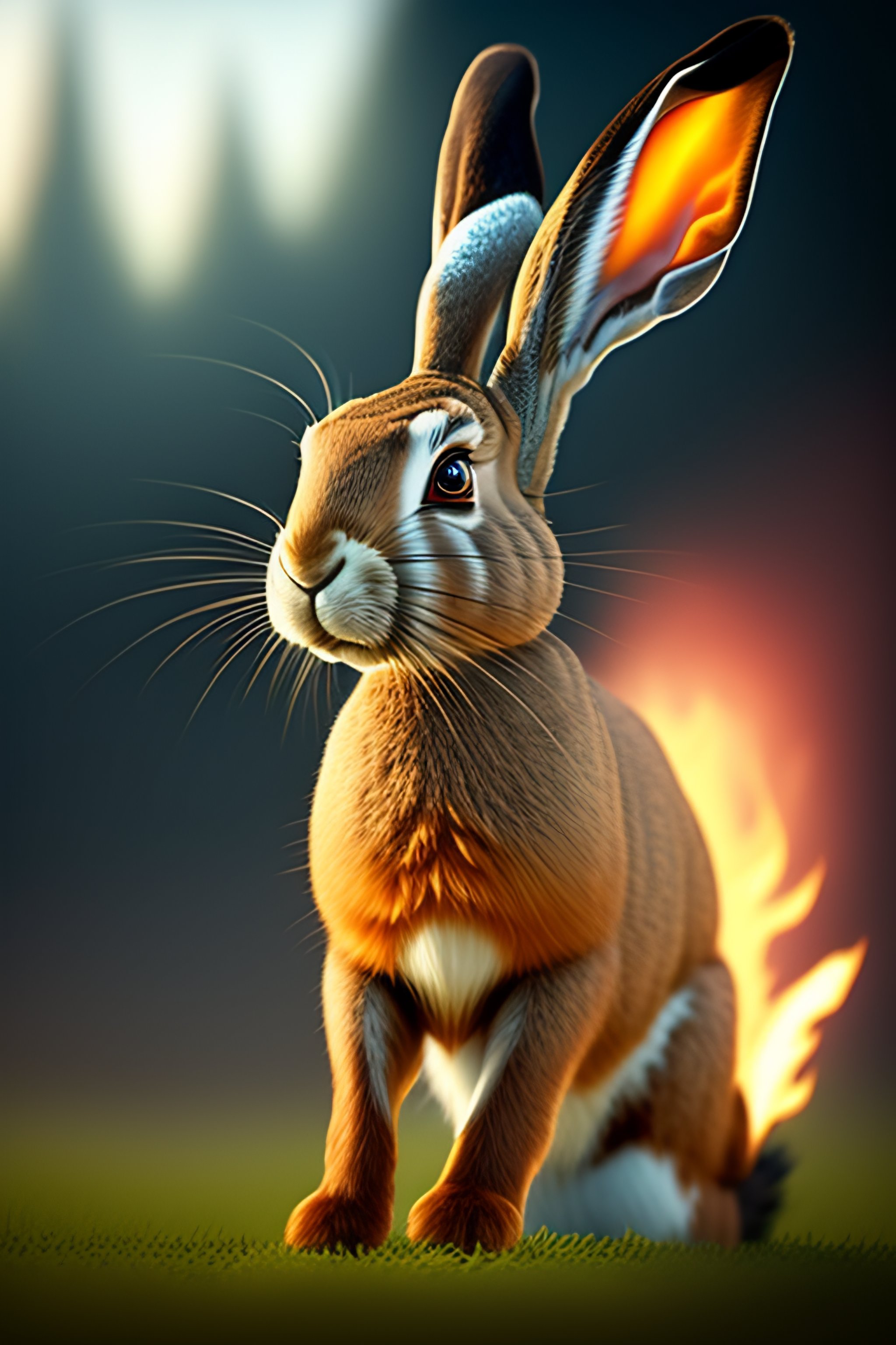 Lexica - A hare wielding a rocket-launcher from a video game.