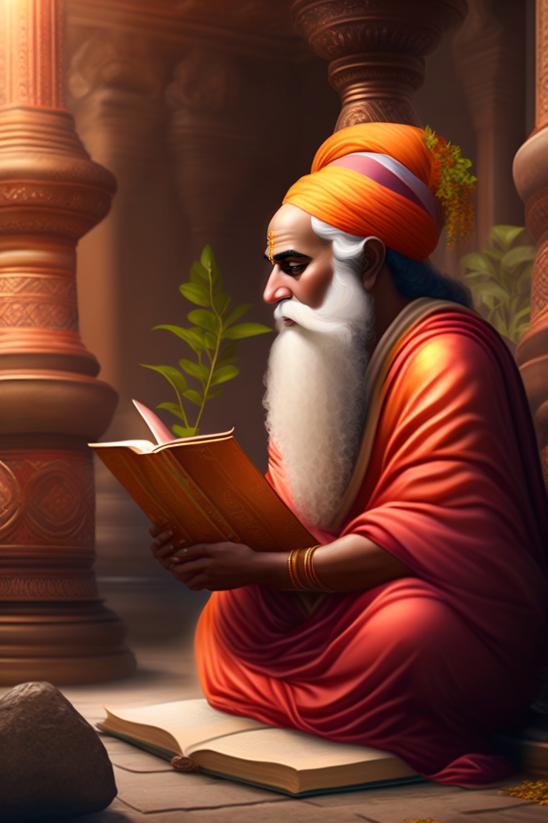 Lexica - Ancient Indian Saint with Ayurveda books, herbs, and located ...