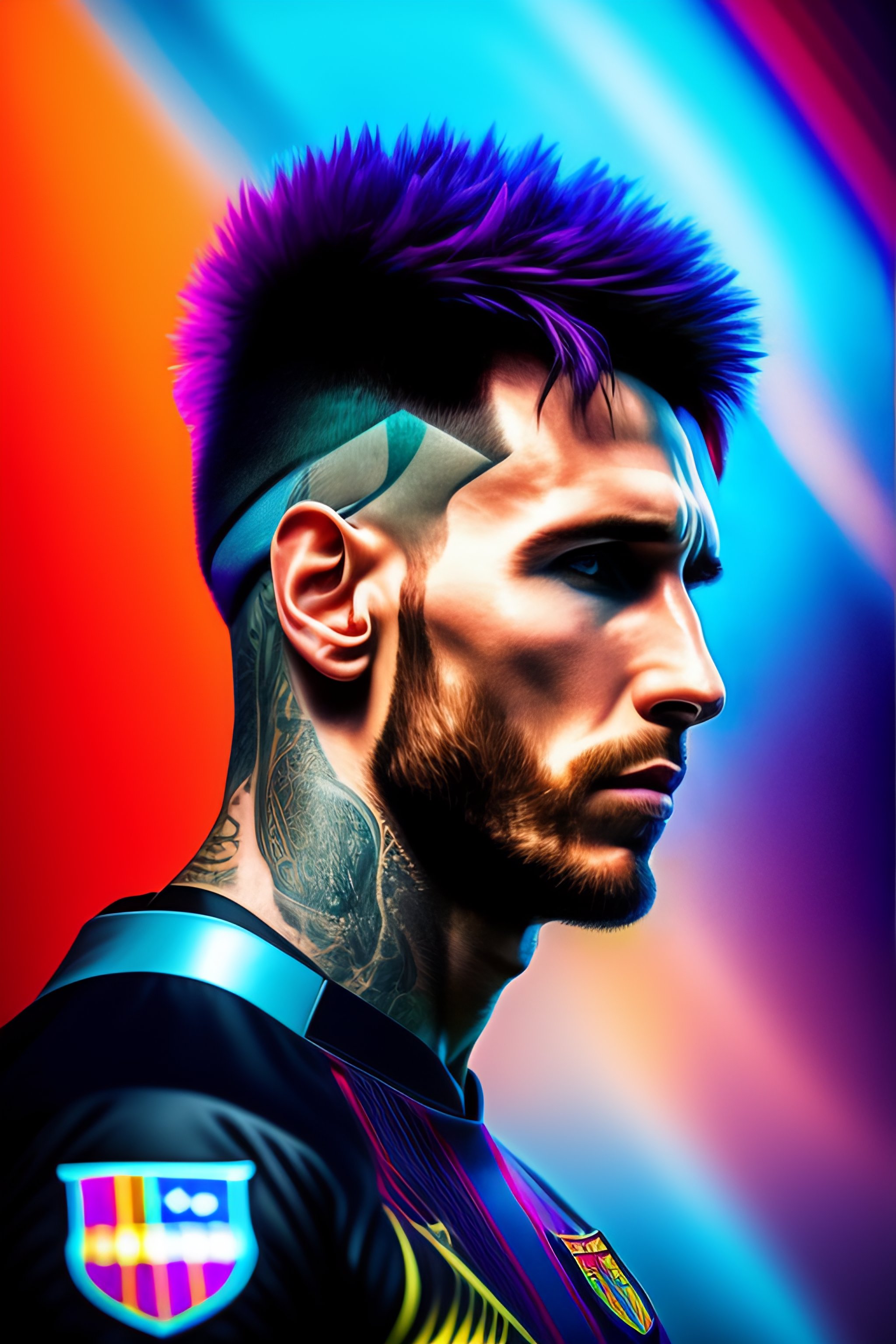 Lexica - Symmetry!! portrait of cyberpunk Lionel Messi