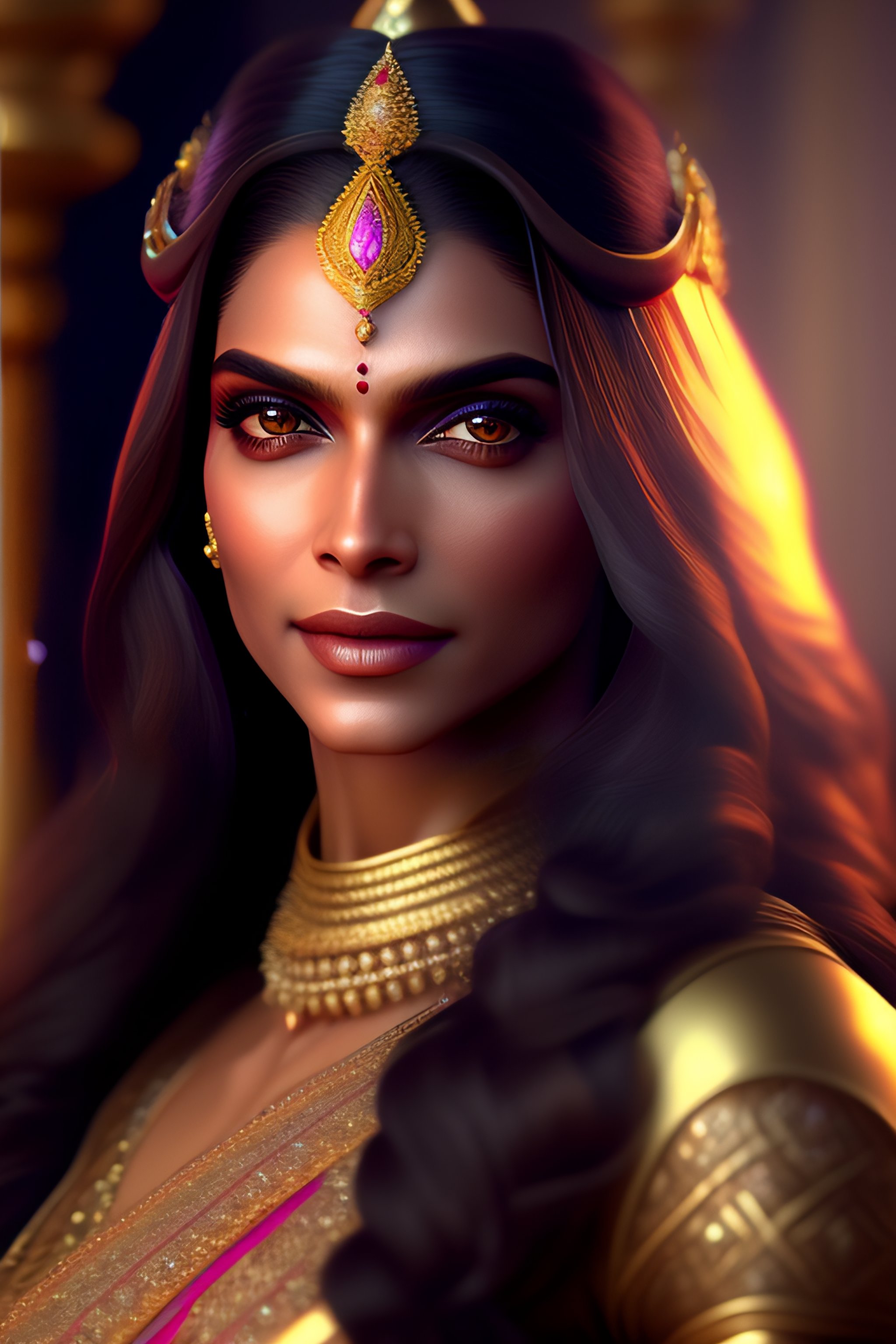 Lexica - Close up of actor deepika padukone as a goddes princess ...
