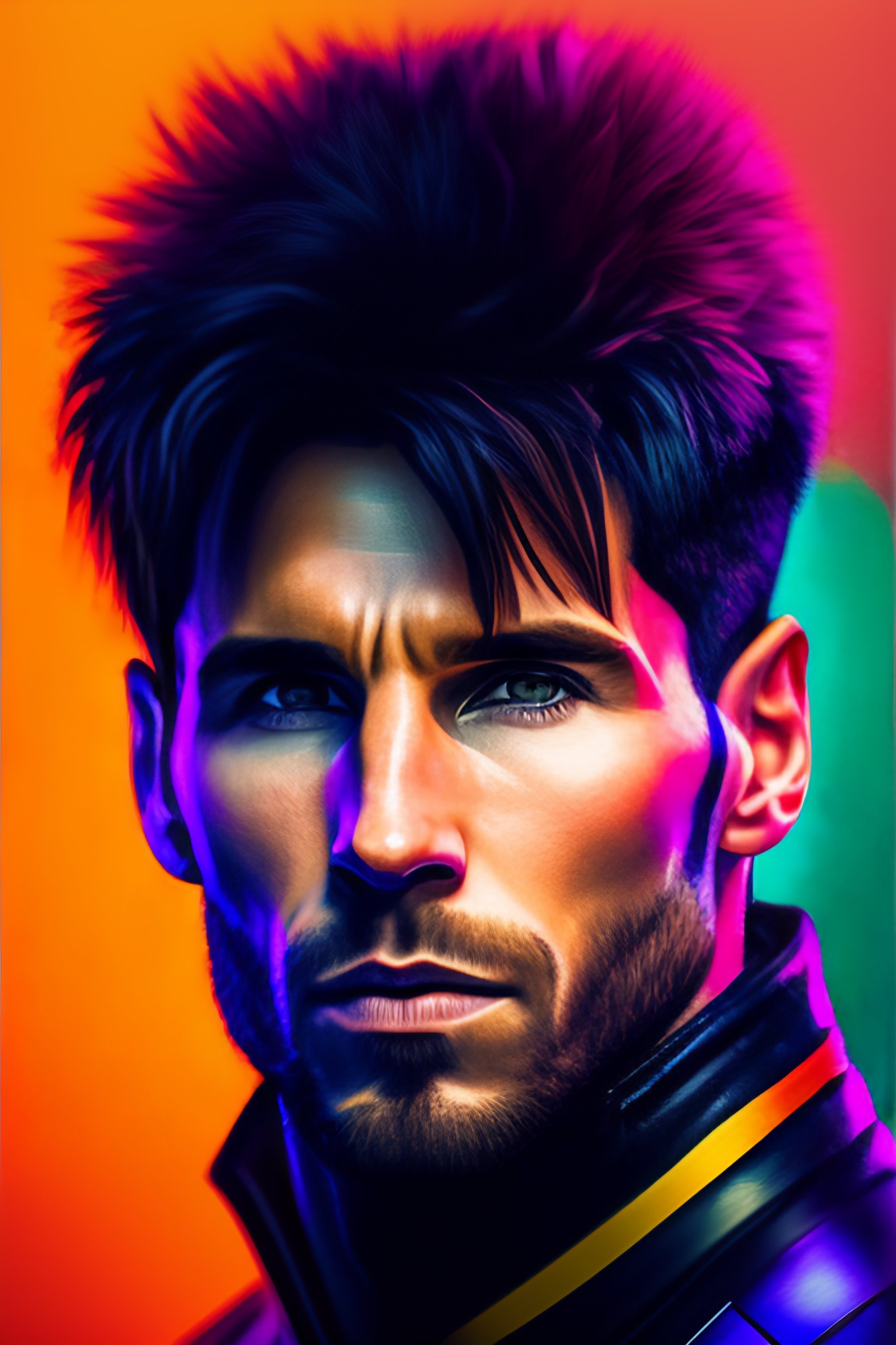Lexica - Symmetry!! portrait of cyberpunk Lionel Messi 8k