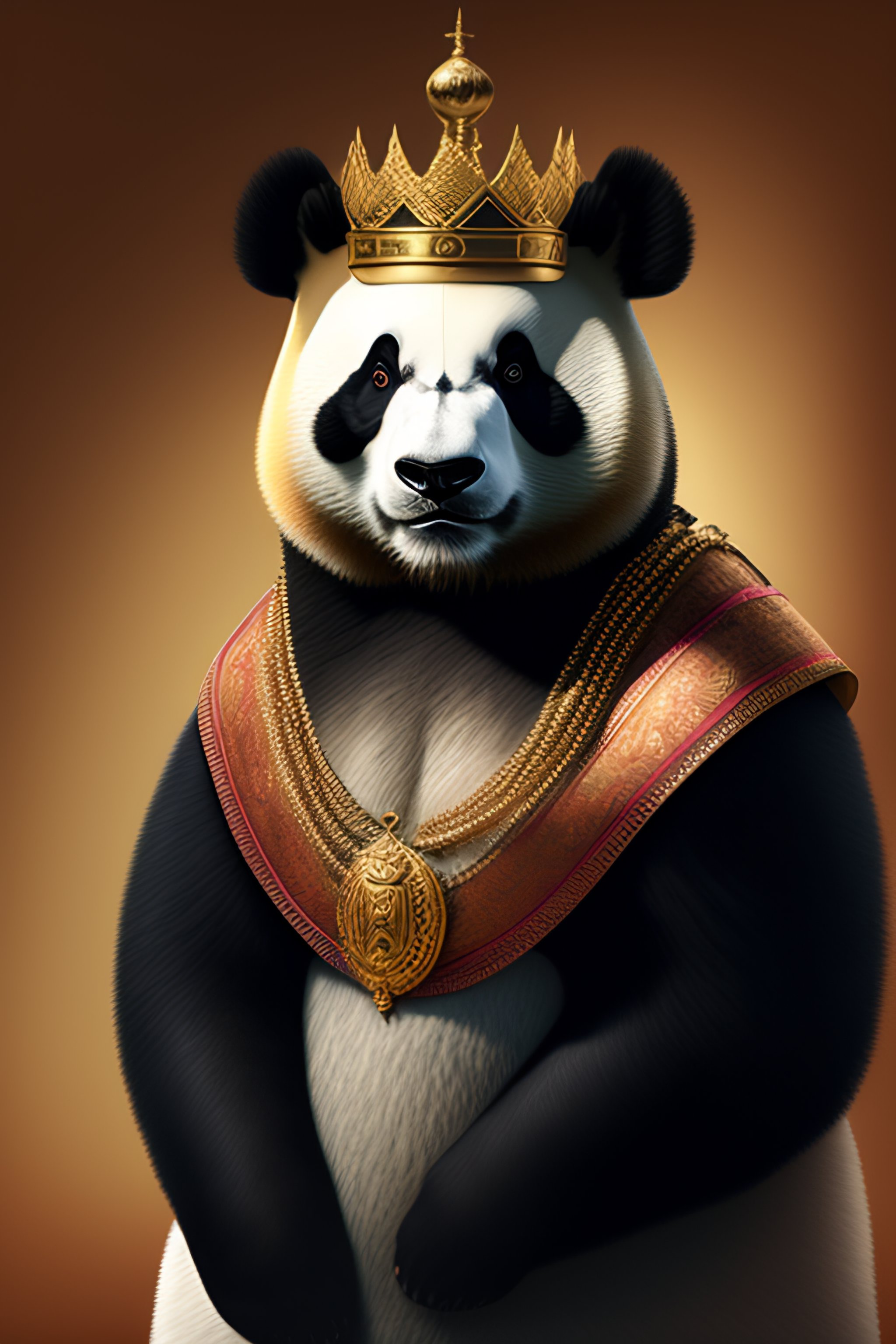 Lexica - Portrait of a panda as a king. wearing a crown