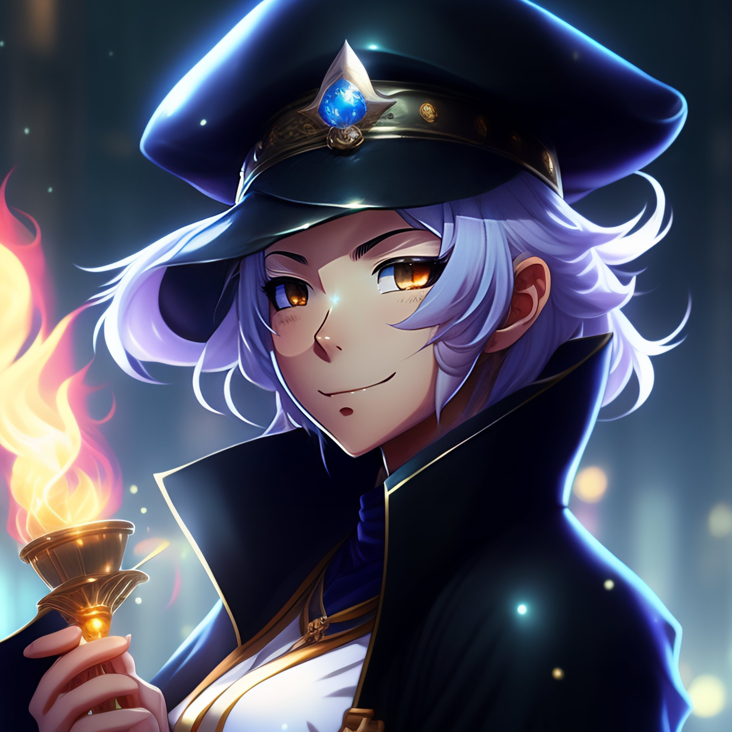 Lexica - Anime, mage, black mage hat, silver hair, High quality, high ...