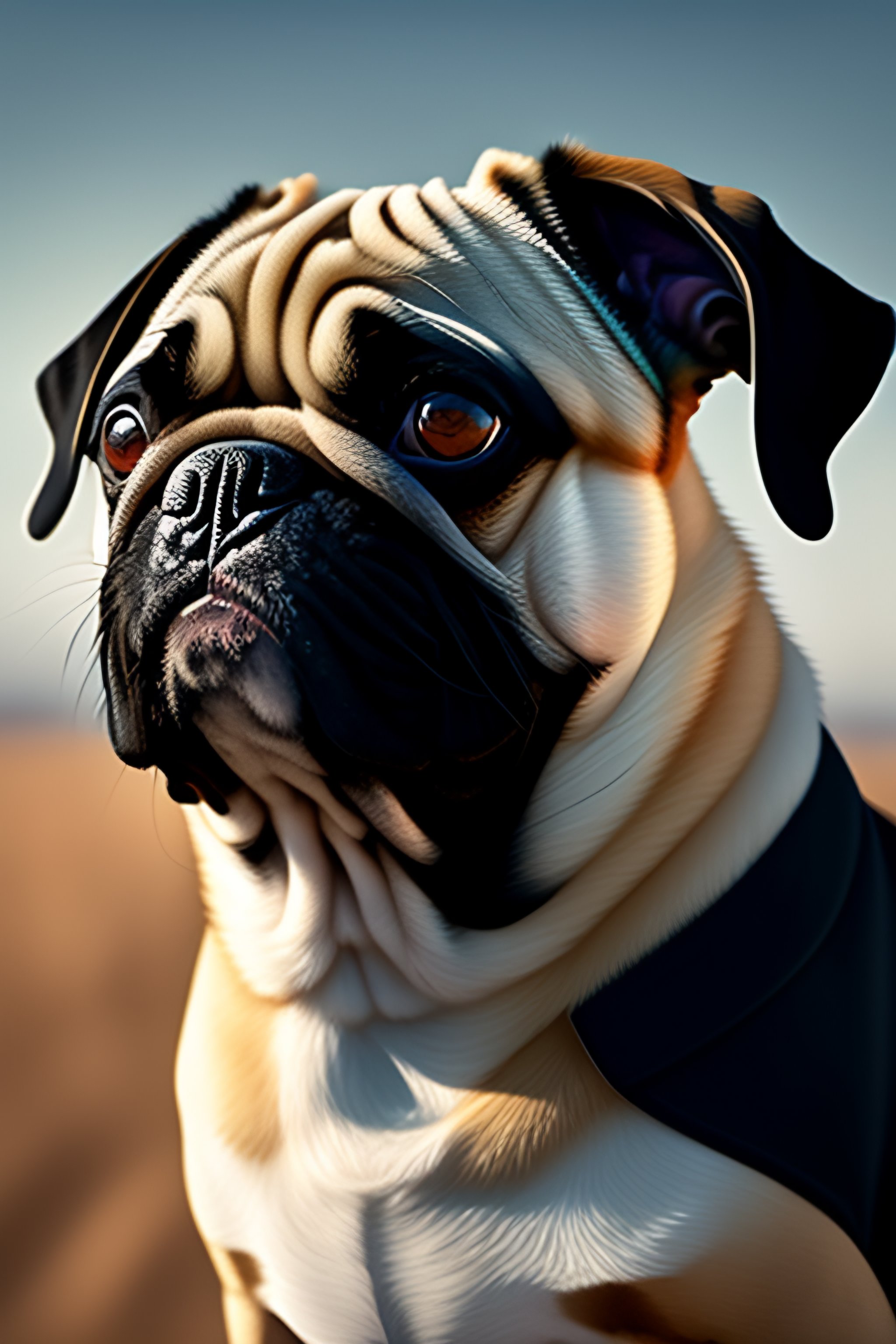 Lexica - Real pug, human body, suit