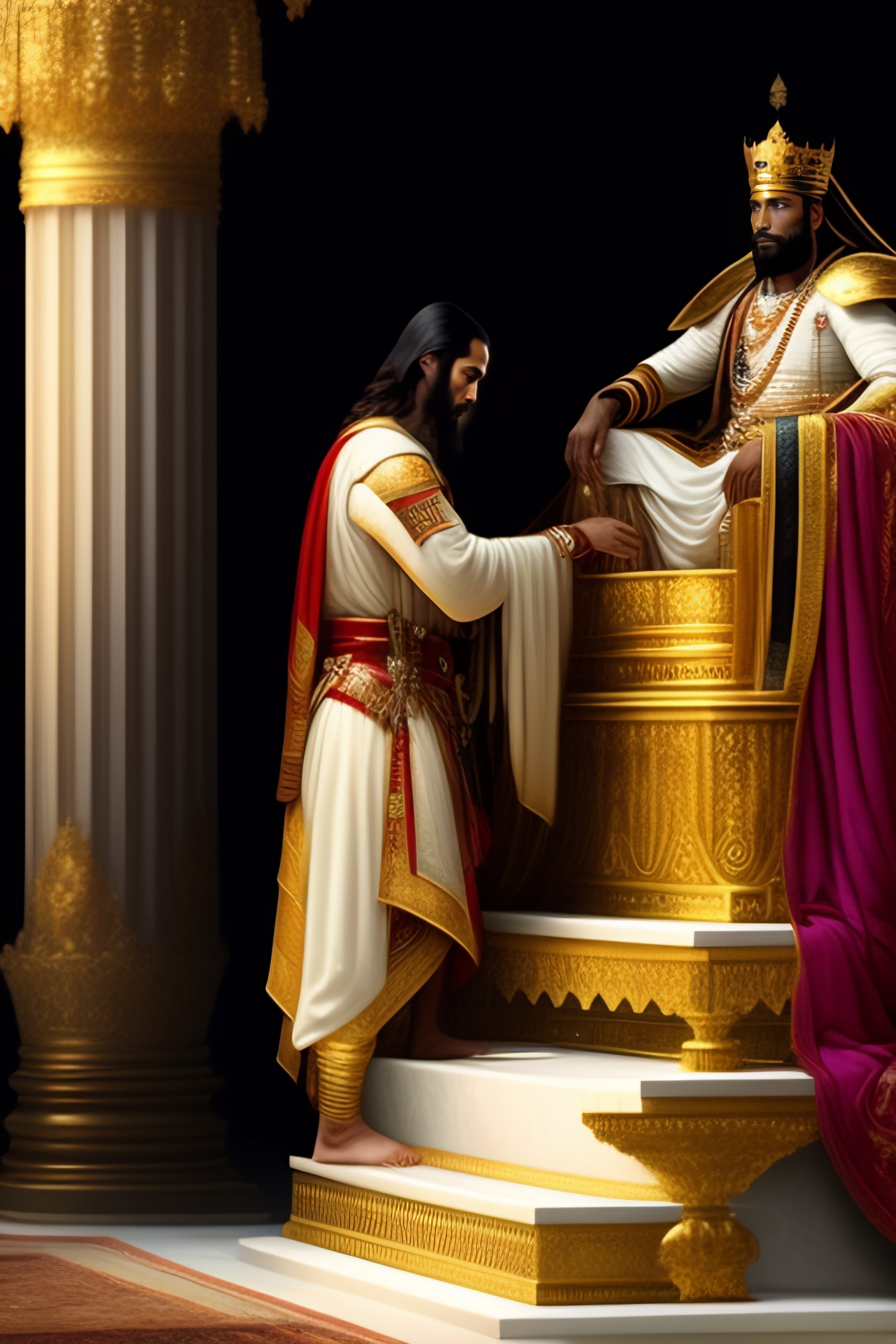 Lexica - A man wearing tattered white sheets is kneeling to the floor ...