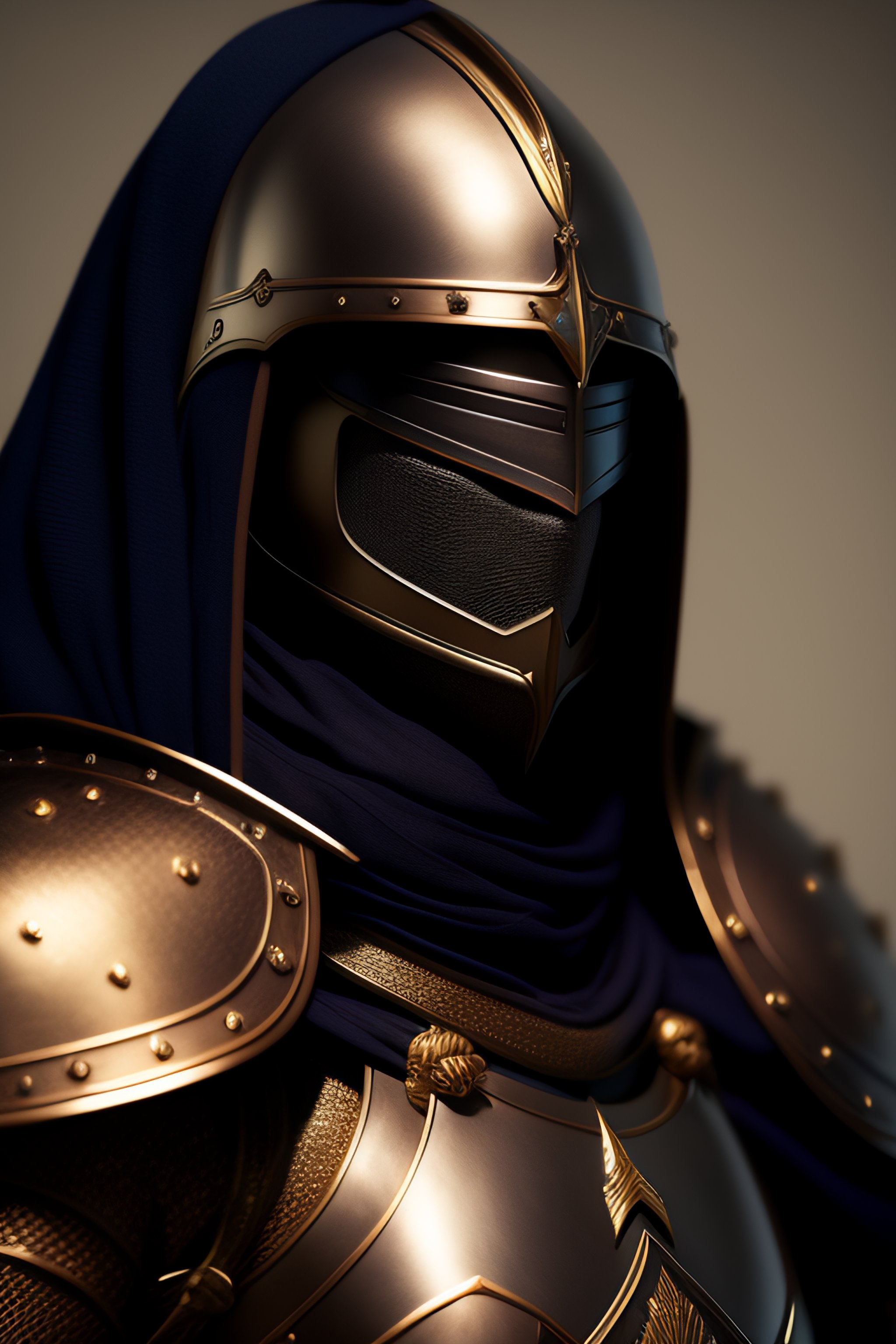 Lexica - Knight, dark armor, close up