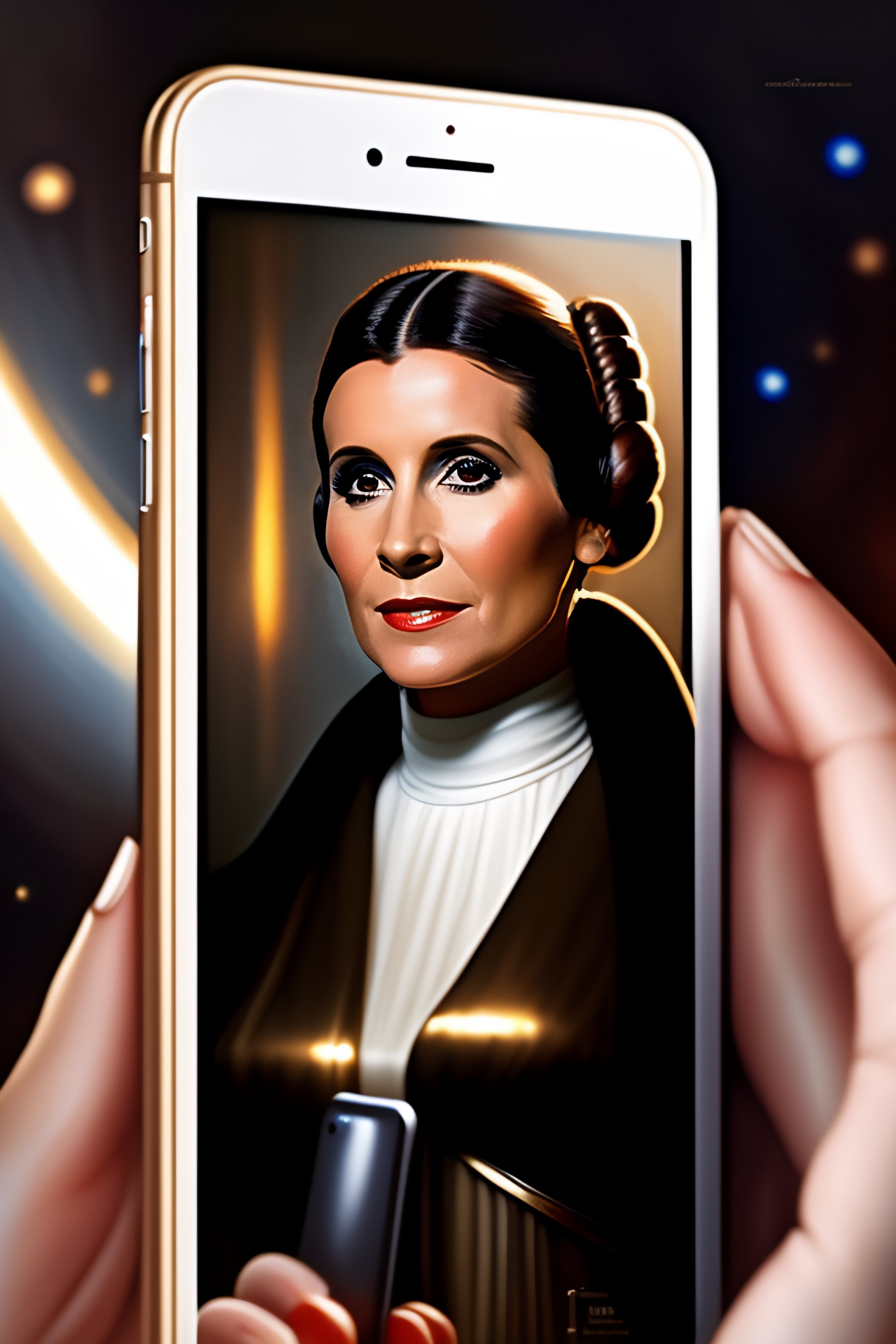 Lexica - Portrait of princess leia star wars taking a selfie smiling ...