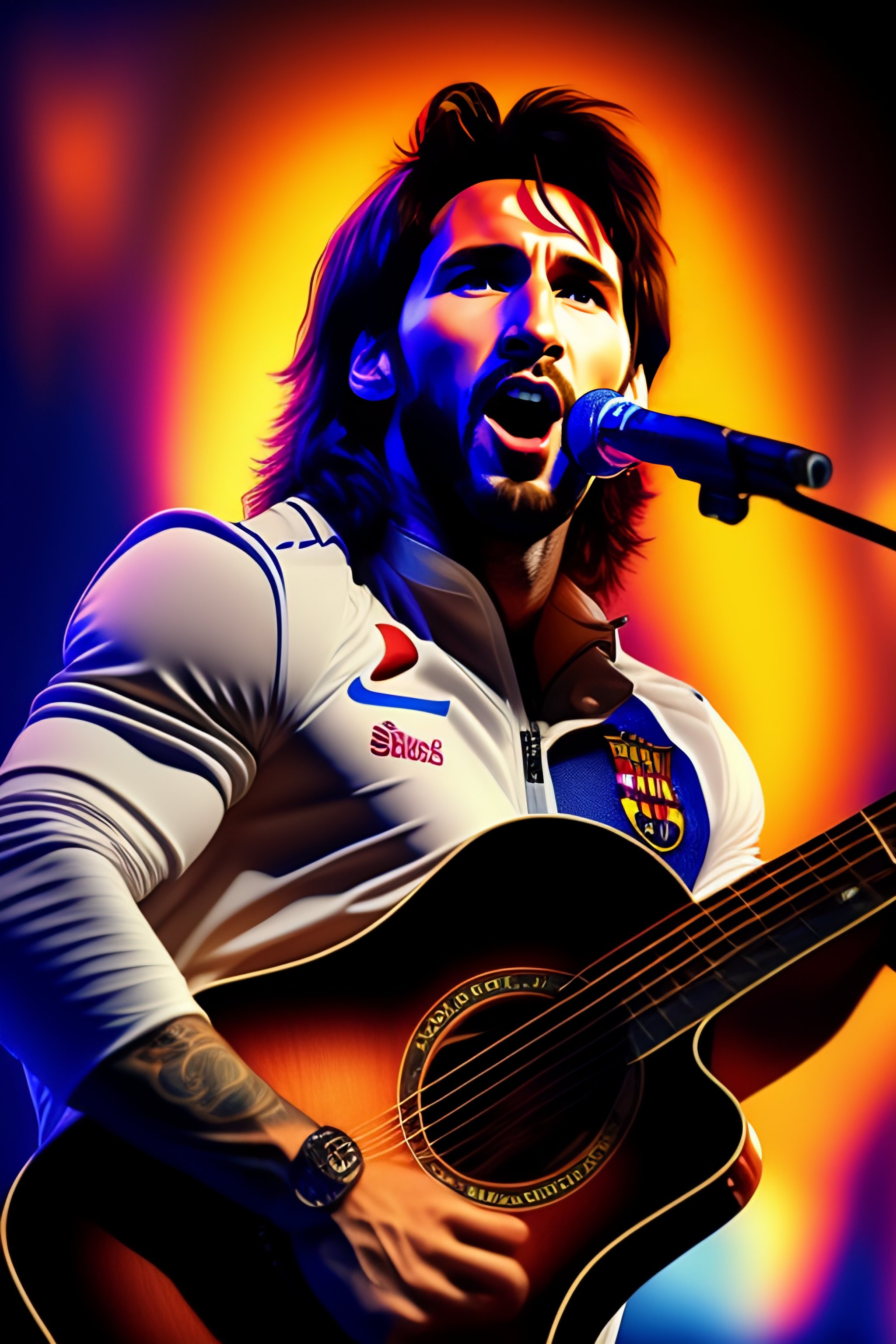Lexica - Portrait of Lionel Messi singing a song