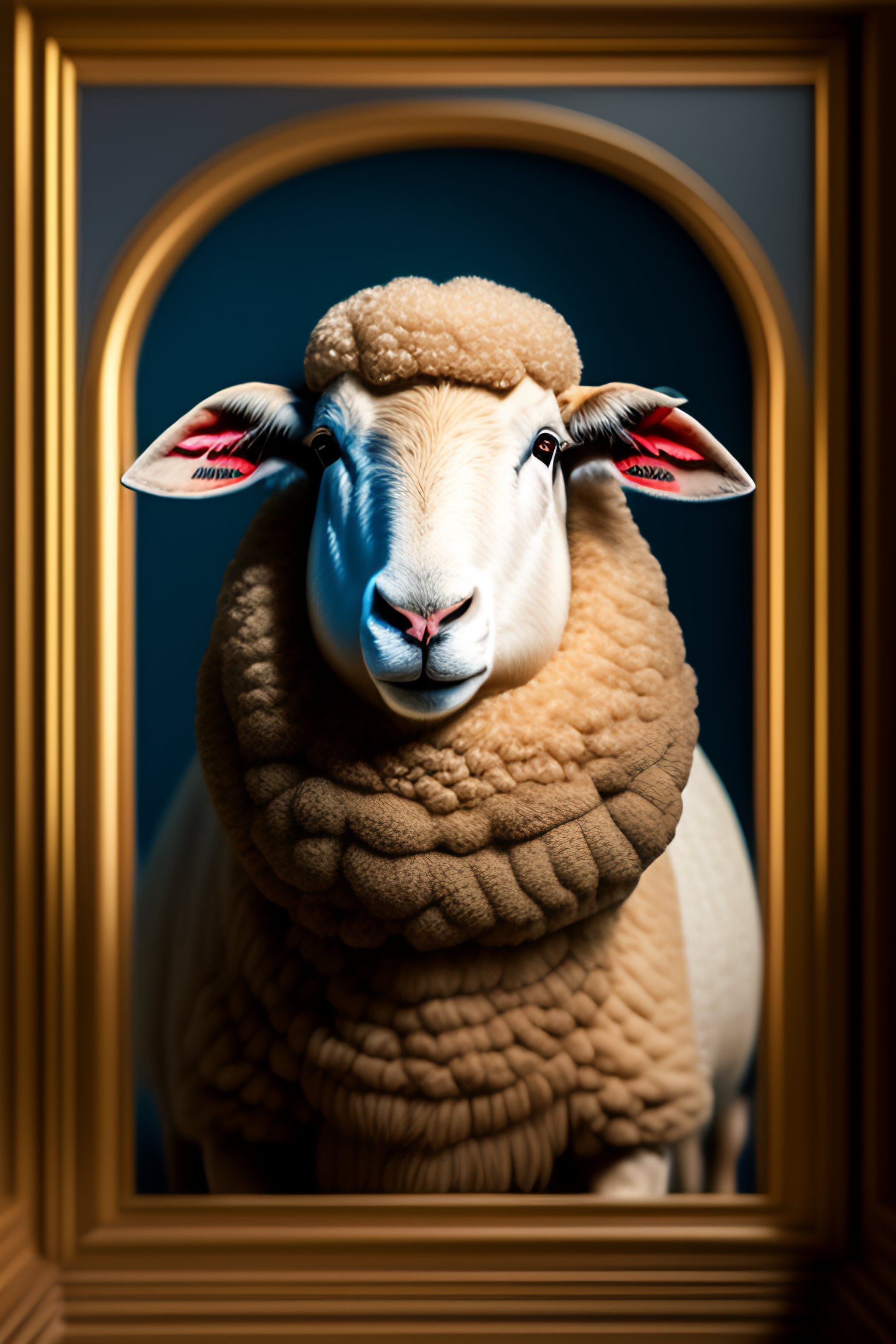 Lexica - Portait of a sheep in baroque armory sailing with columbus