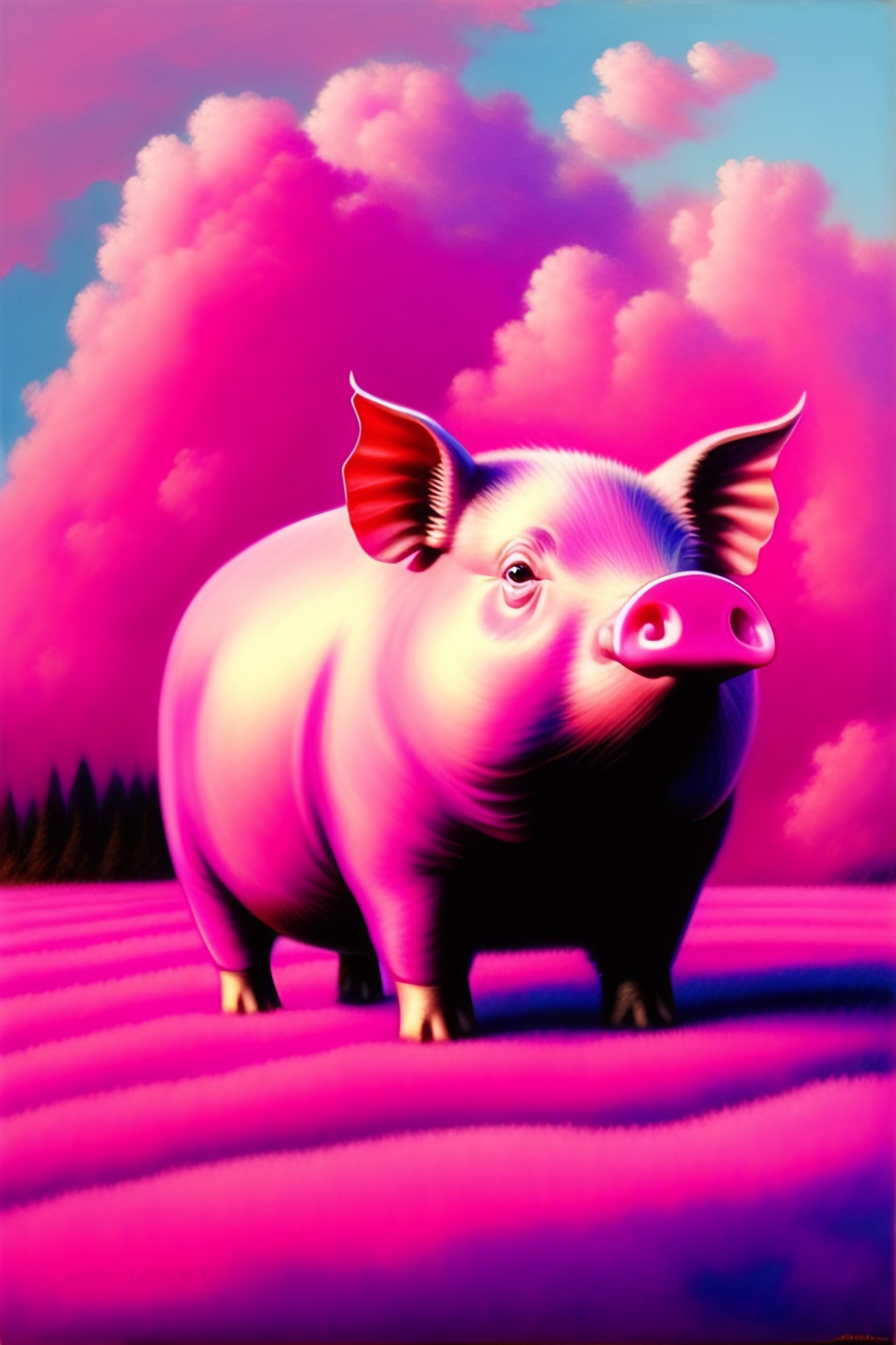 Lexica - A flying pink pig, as if painted by Claude Monet