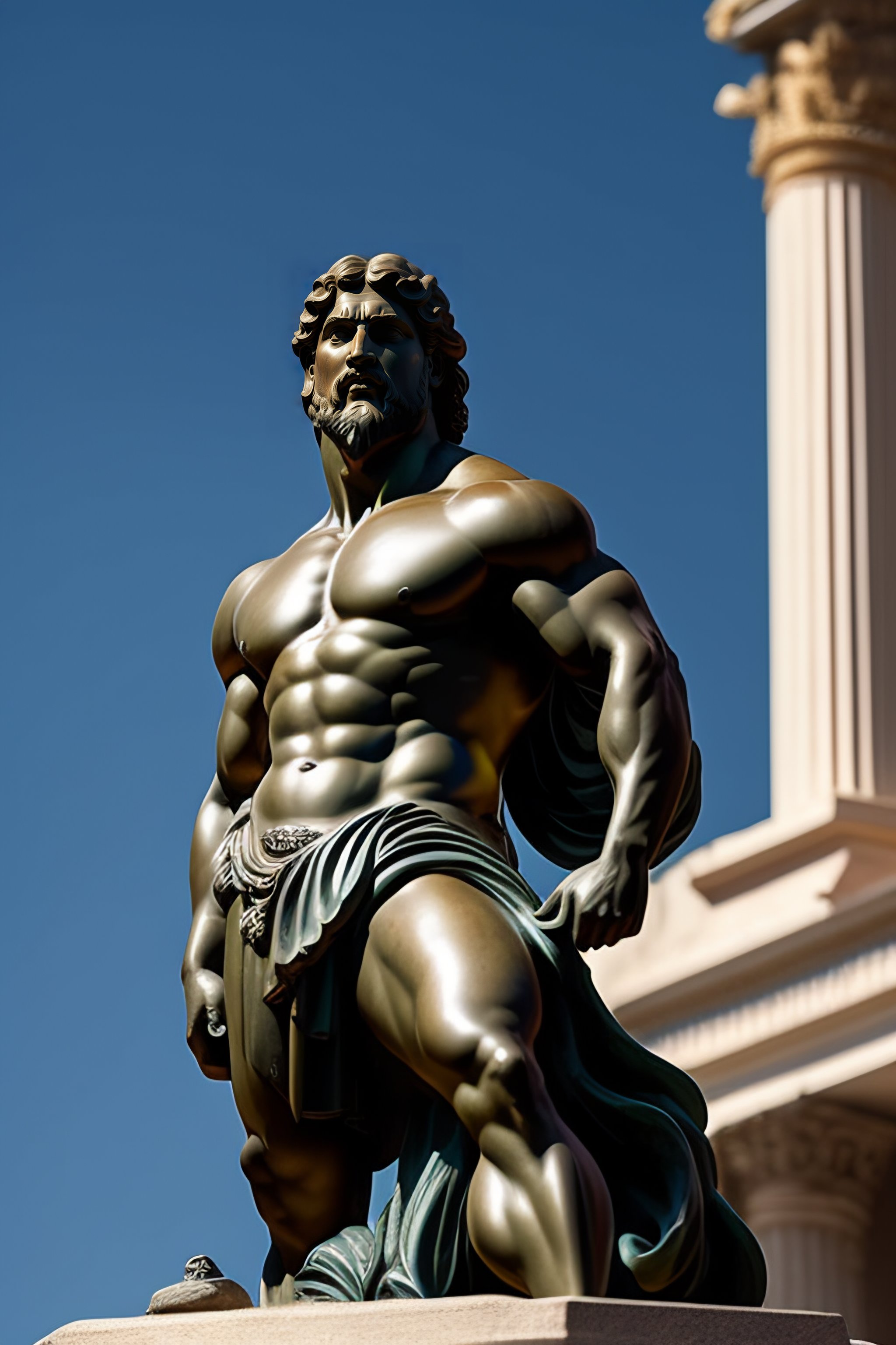 Lexica - A statue of greek hero hercules, with an aggressive facial ...