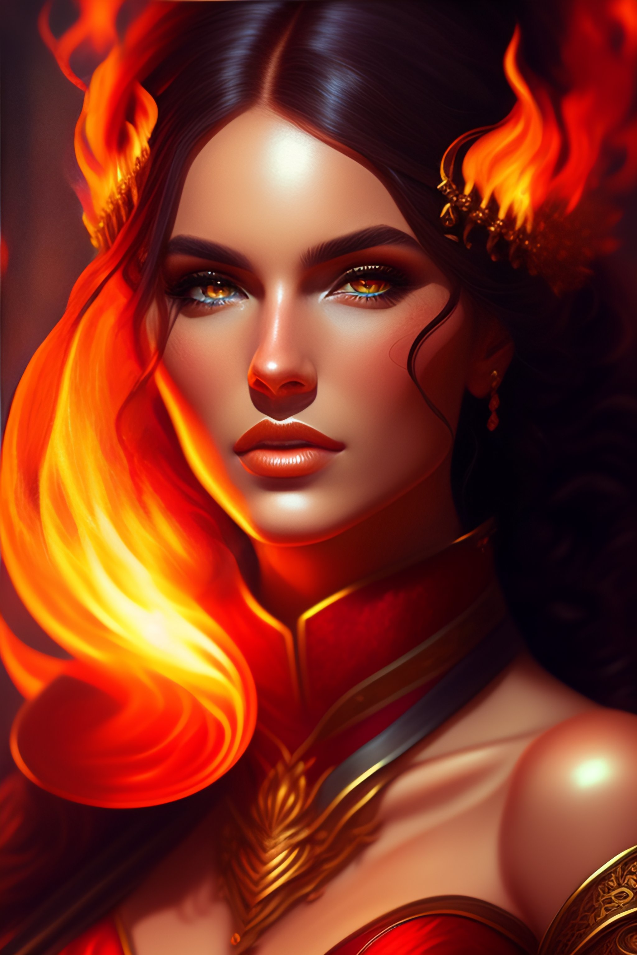 Lexica - Portrait of a beautiful woman surrounded by fire, portrait of ...