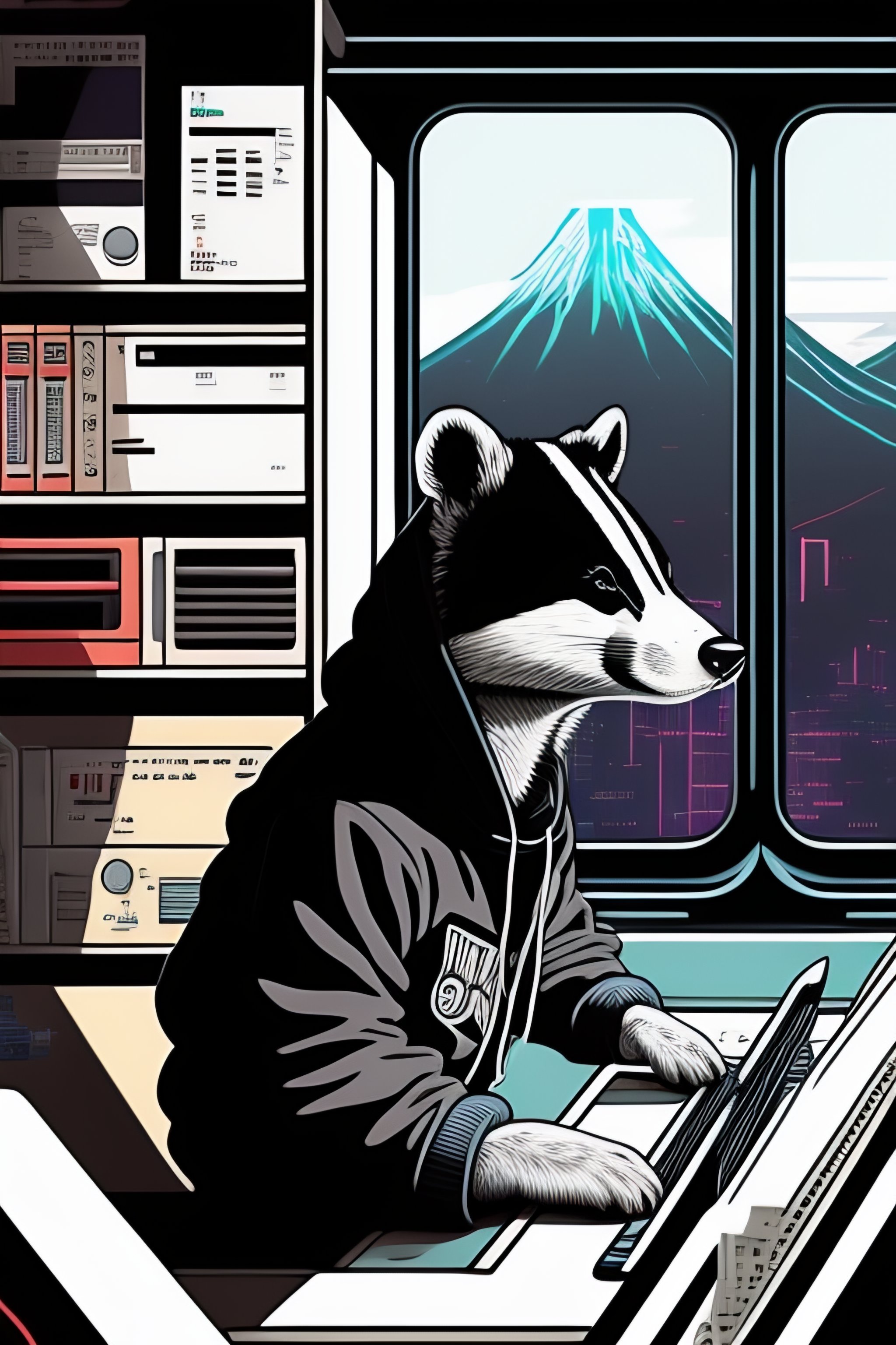 Lexica - Badger wearing hoodie,in the style of 80's vintage anime,retro ...