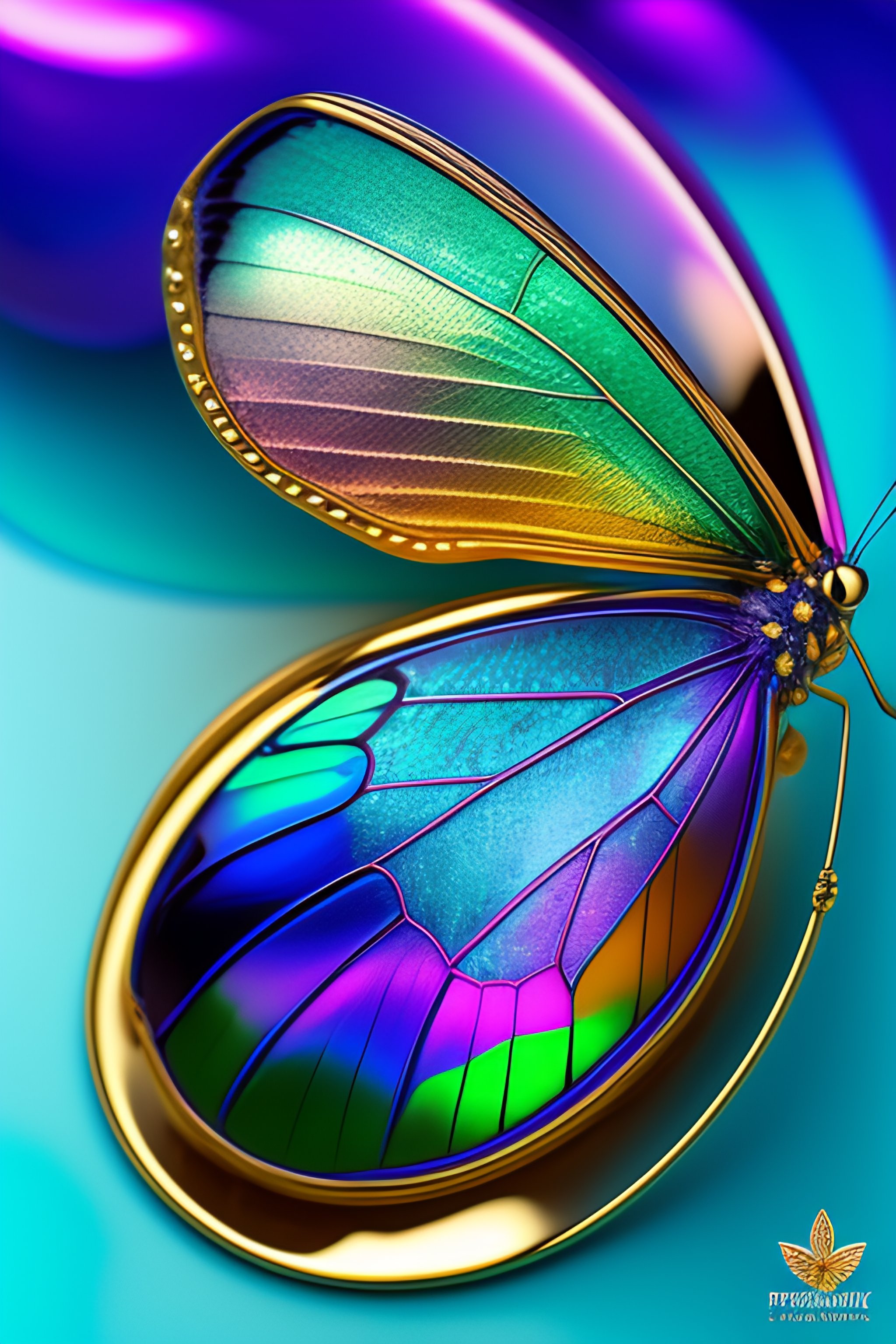 Lexica - Prismatic Butterfly, high quality, sharp focus,aquamarine