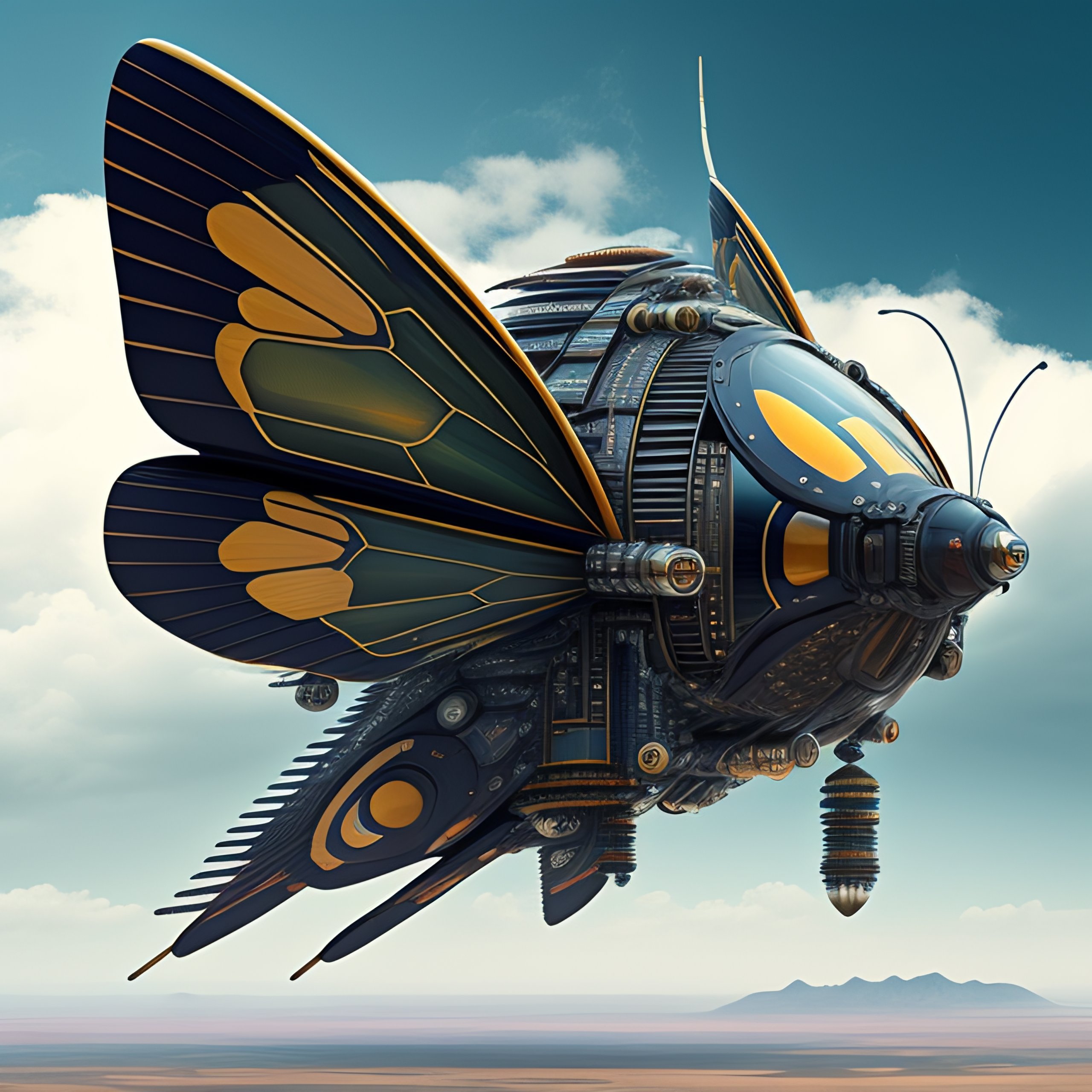 Lexica - A giant futuristic mechanic butterfly in the style of jomon ...