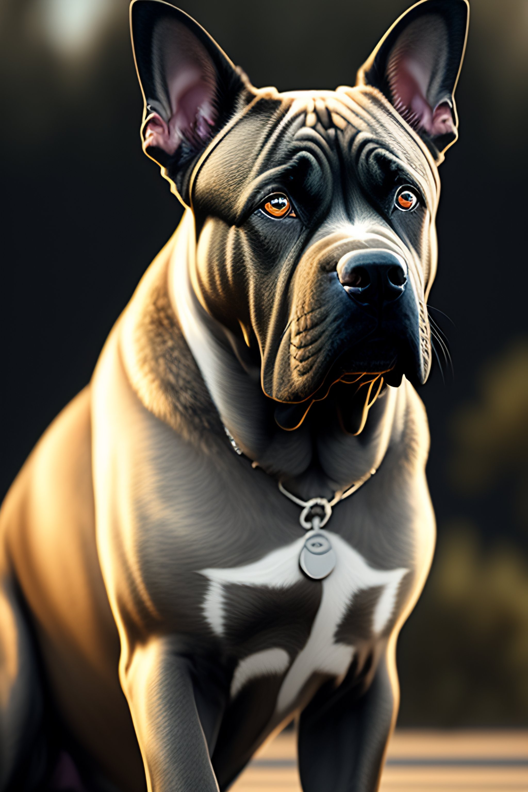 Lexica - Very light gray Cane Corso with cropped ears unreal engine ...