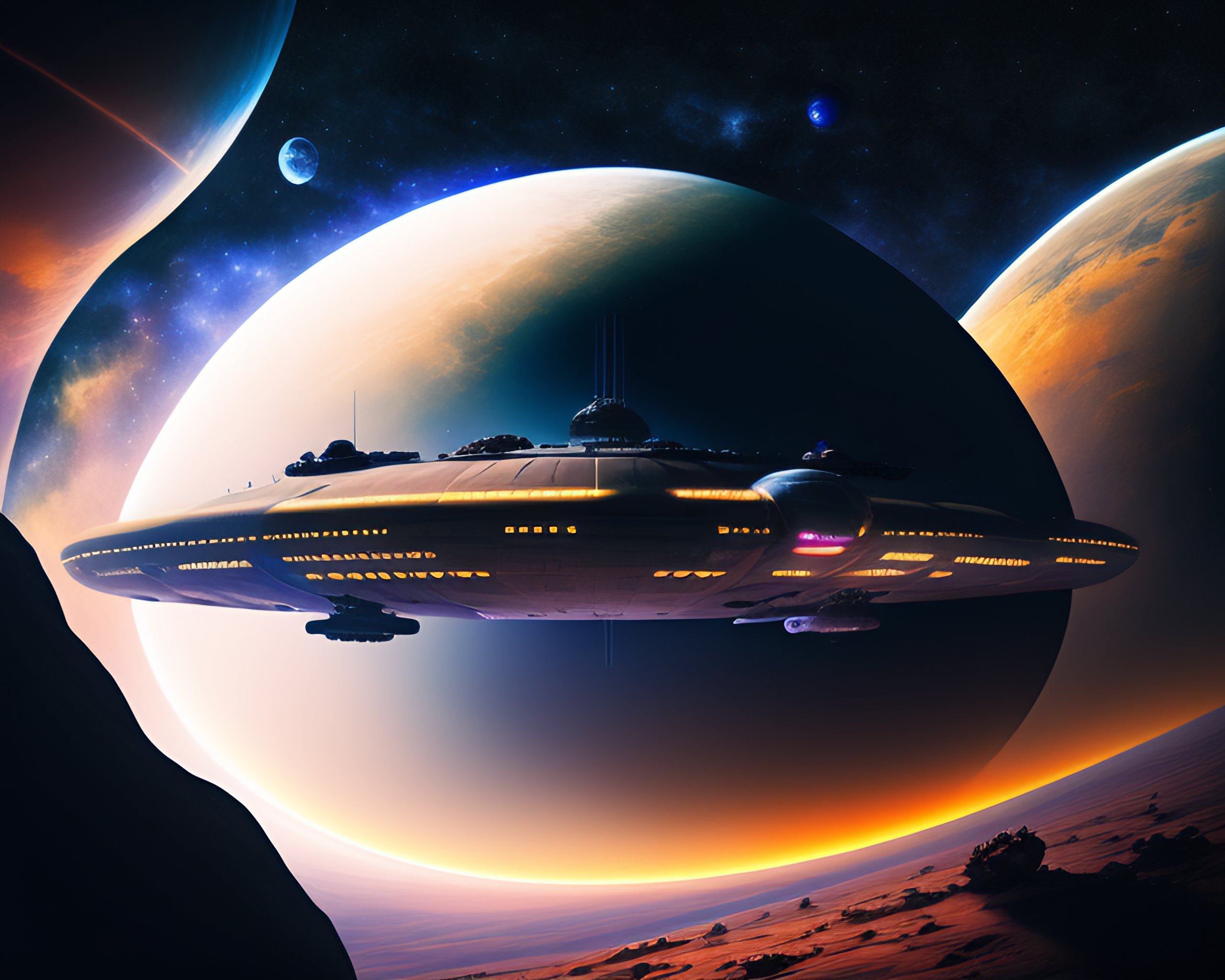 Lexica - Space station with human and alien fighting.