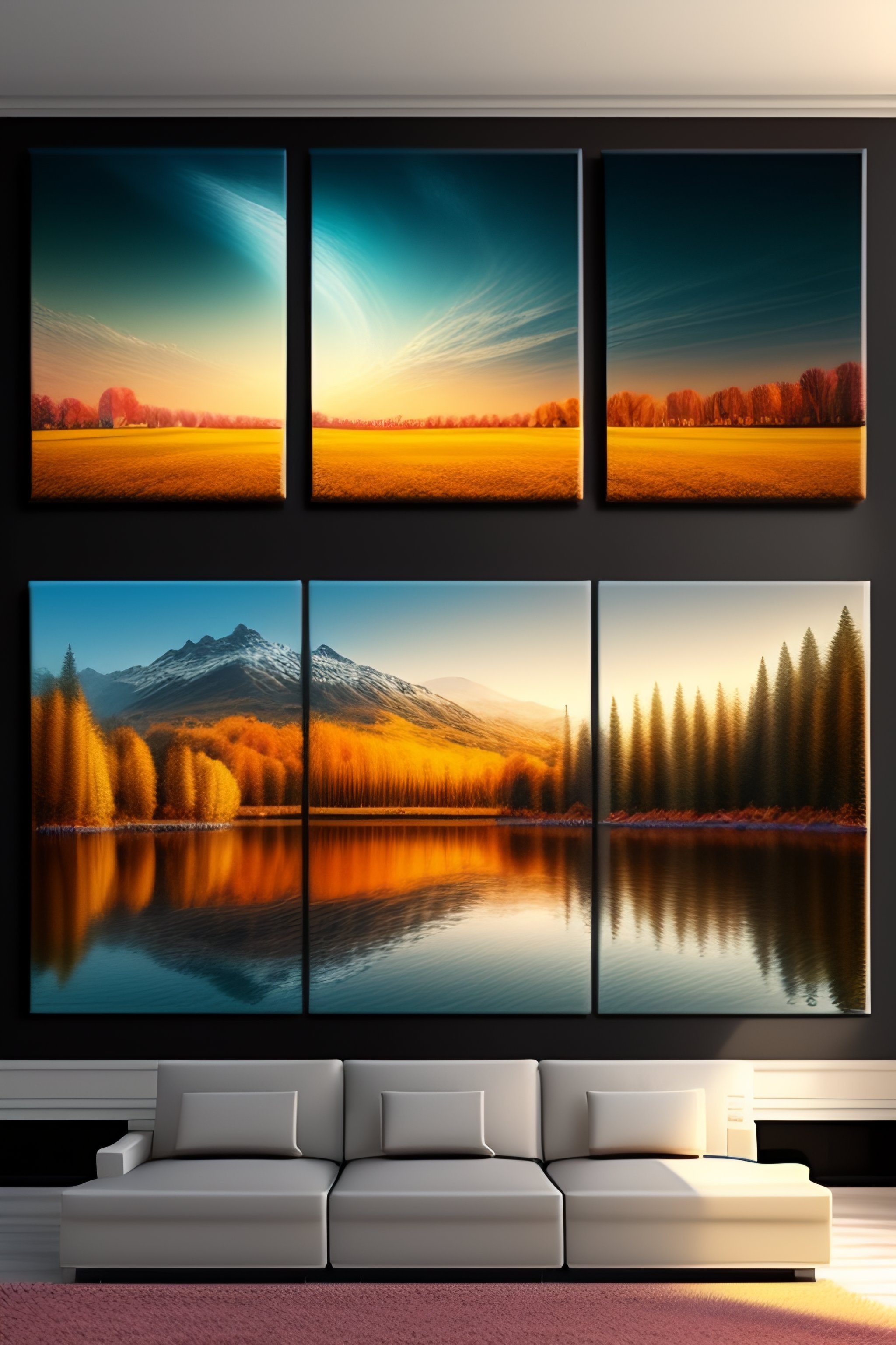 Lexica - 3 seperate canvas on wall in family house