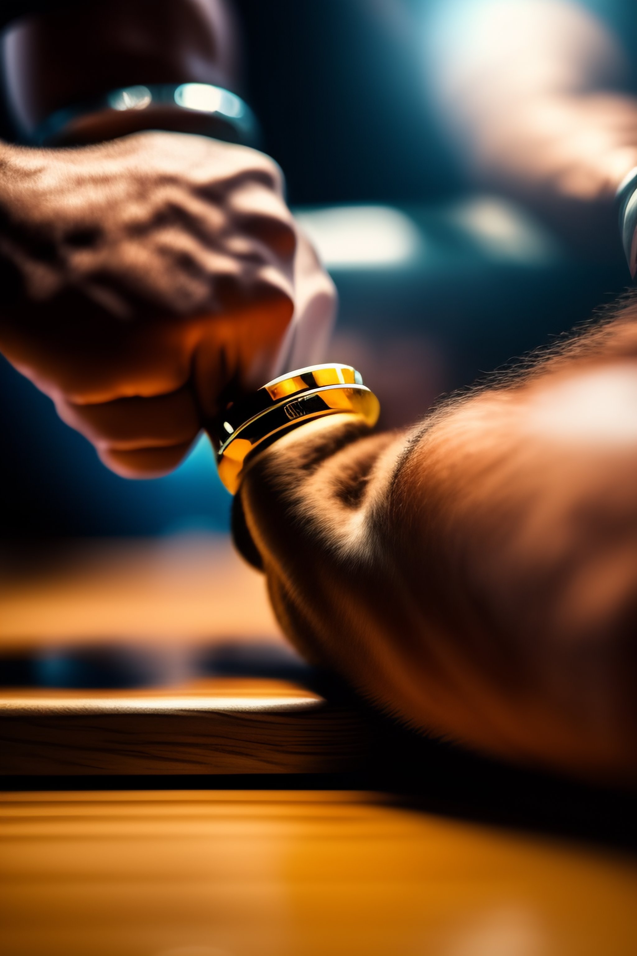 Lexica - Big shredded arm armwrestling on a table holding handles with ...