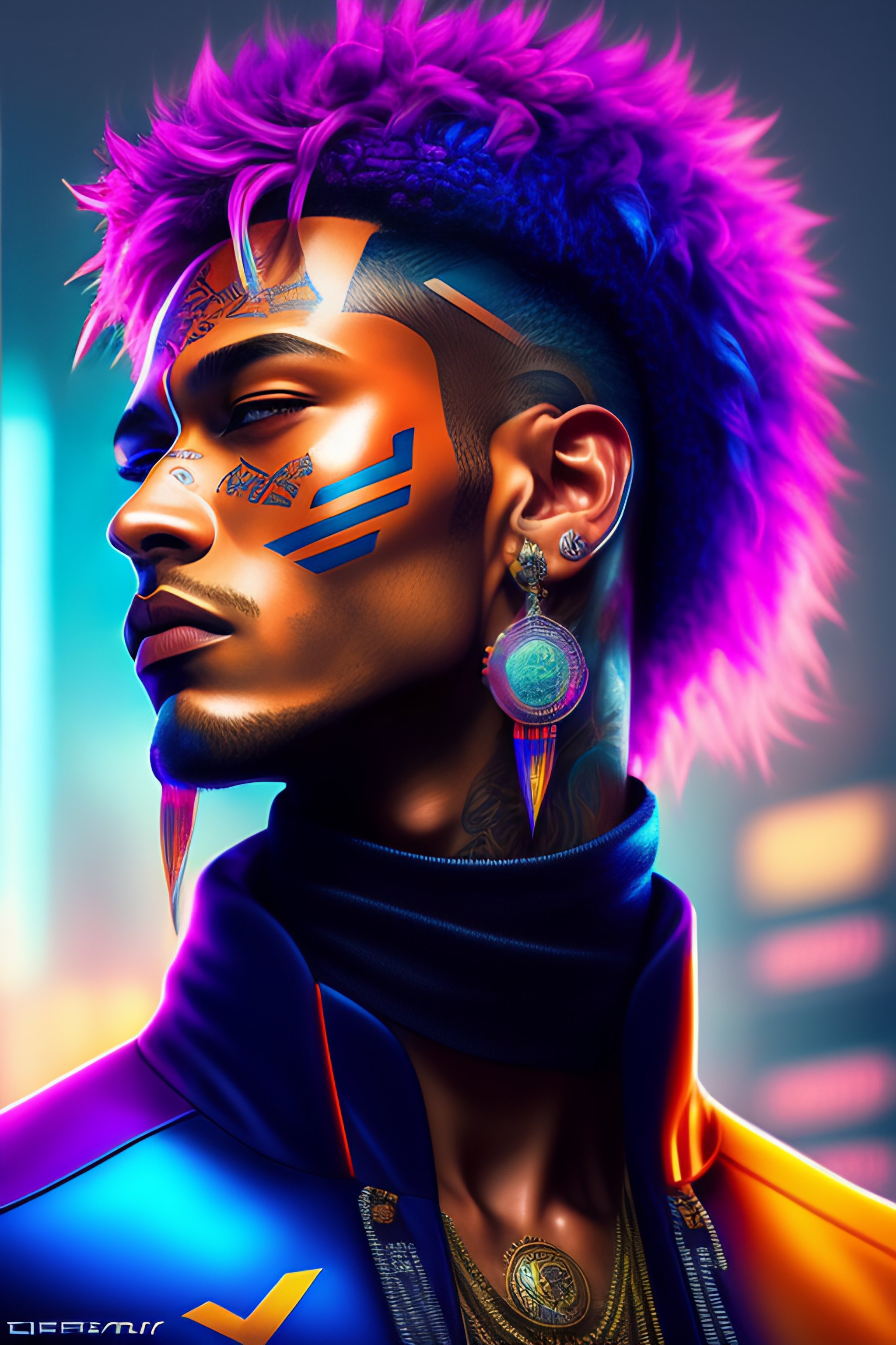 Lexica - Neymar cyberpunk with face implants concept art portrait by ...