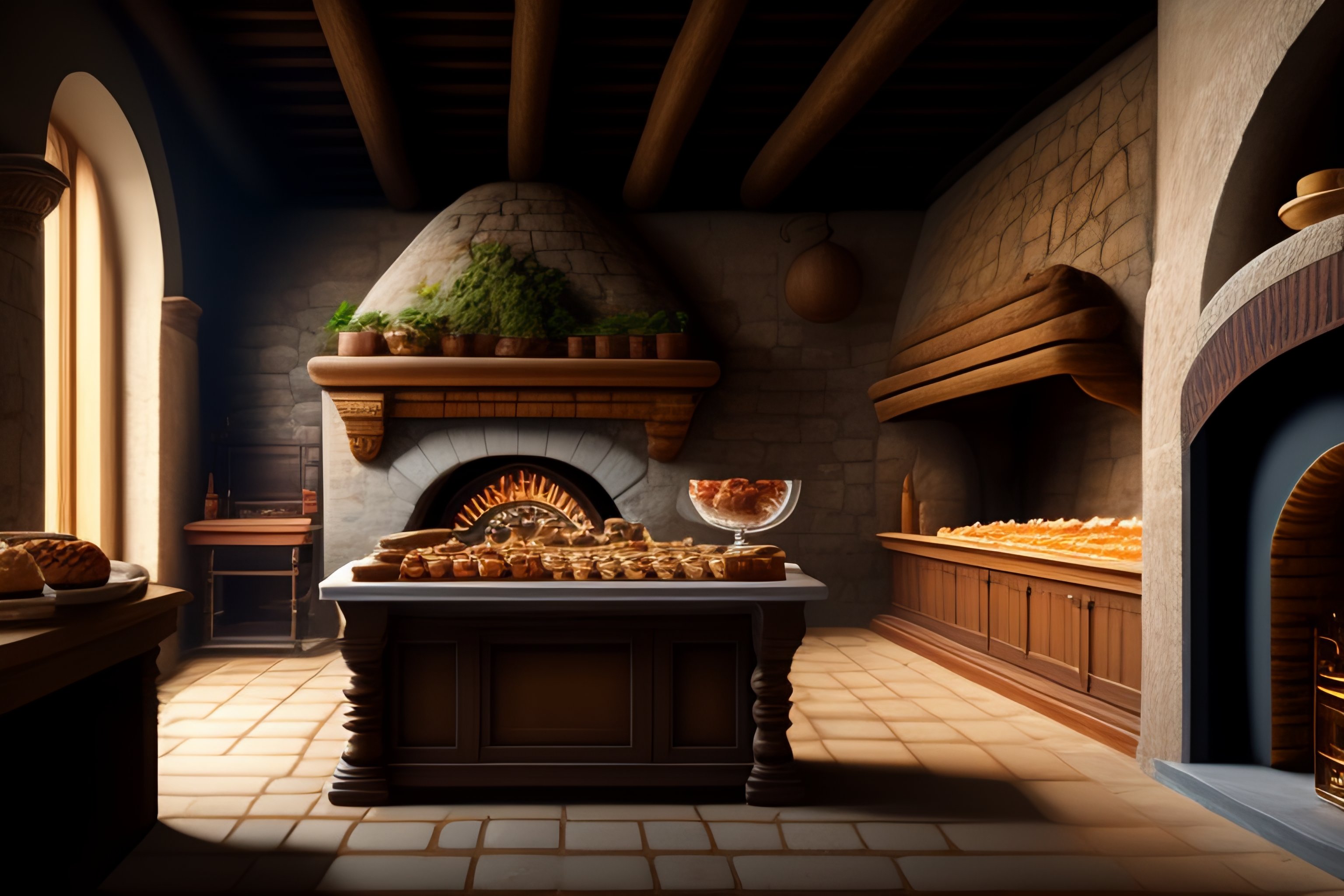 Lexica - A picture of the inside of a renaissance era bakery with a ...